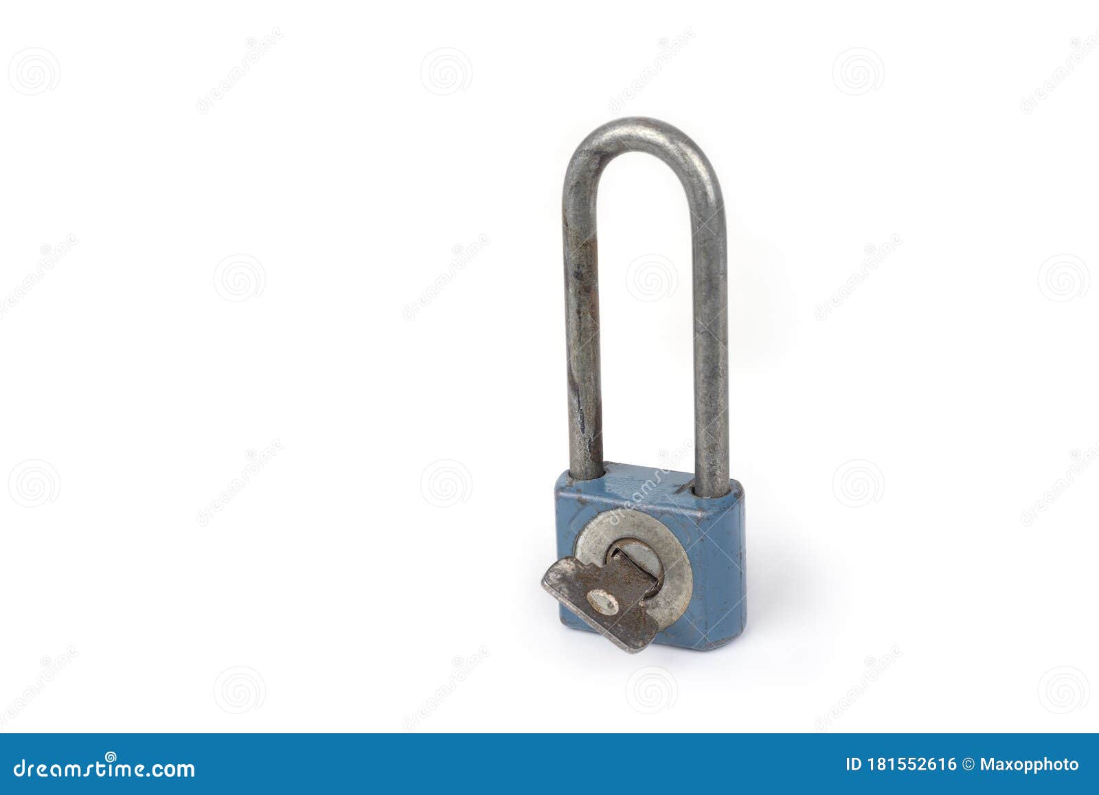 Old Long Shackle Padlock on a White Stock Photo - Image of steel, long ...