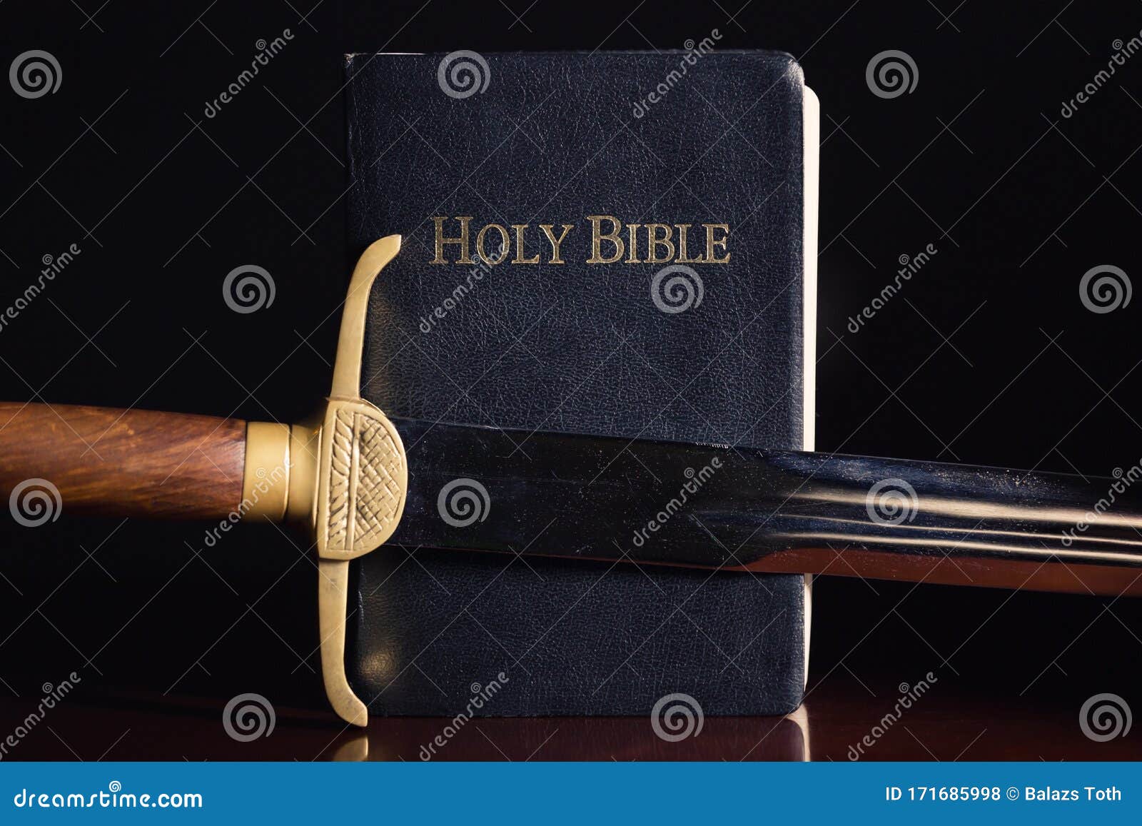 The Holy Bible with Ancient Sword Stock Photo - Image of gospel ...