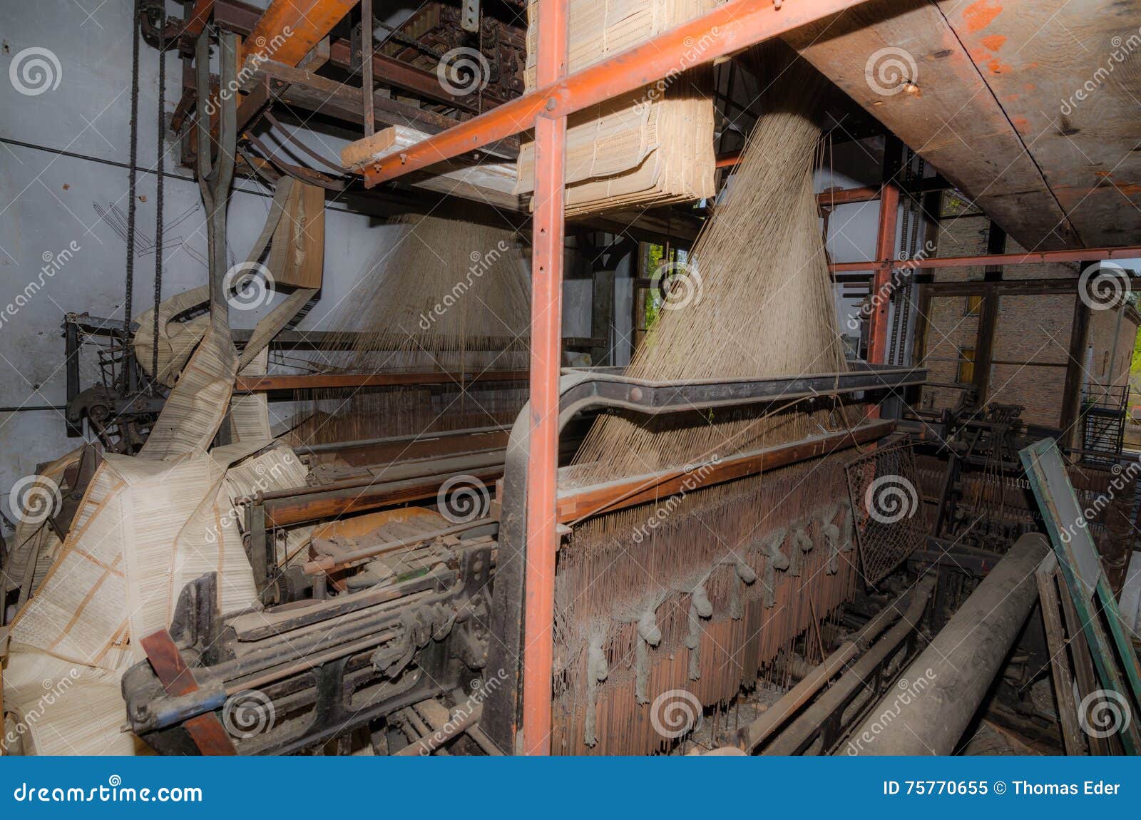 Old Loom in Spinning Factory Stock Image - Image of construction ...