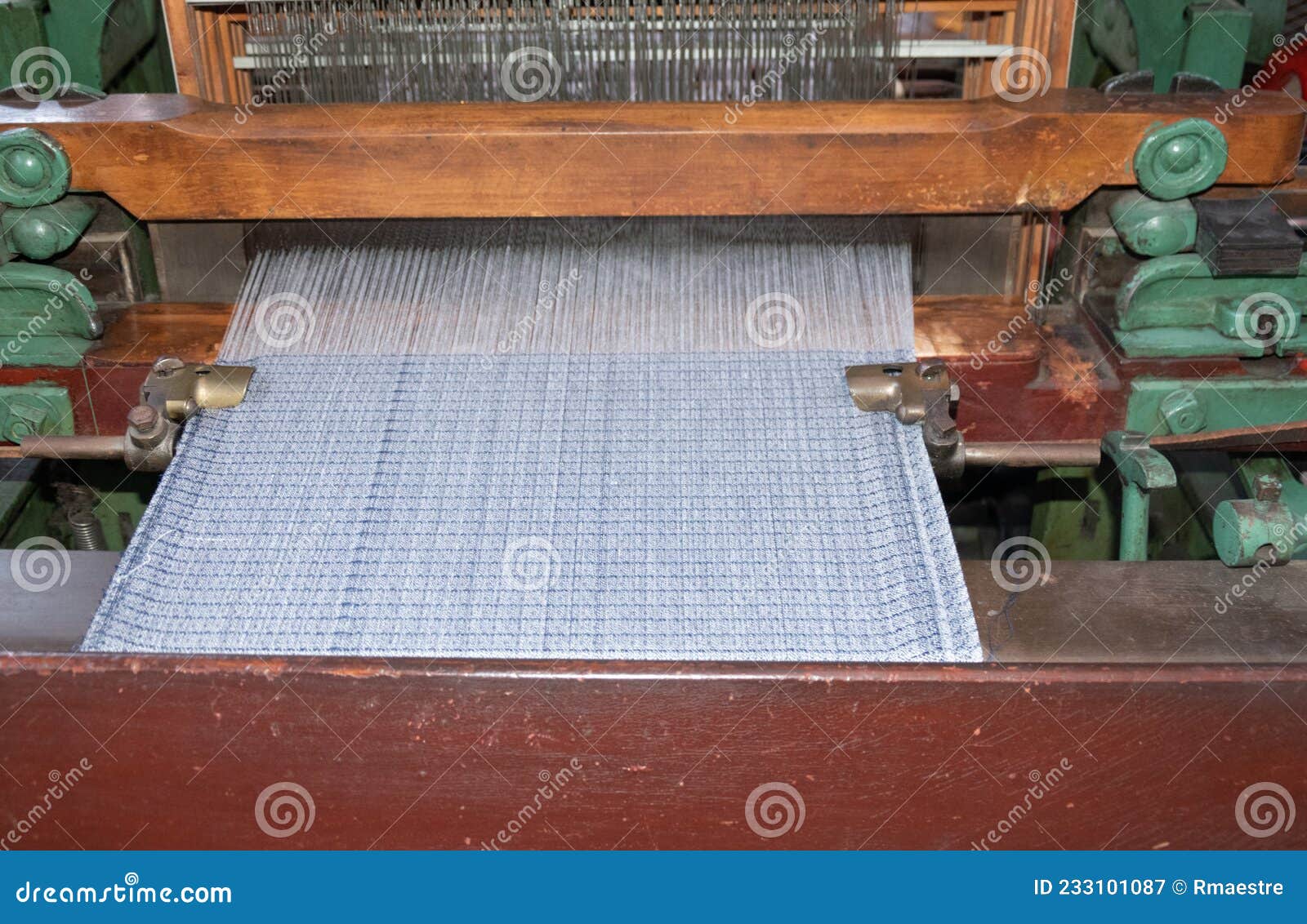 Old Loom, Spinning Machine, Rows of White and Colored Cotton Threads ...