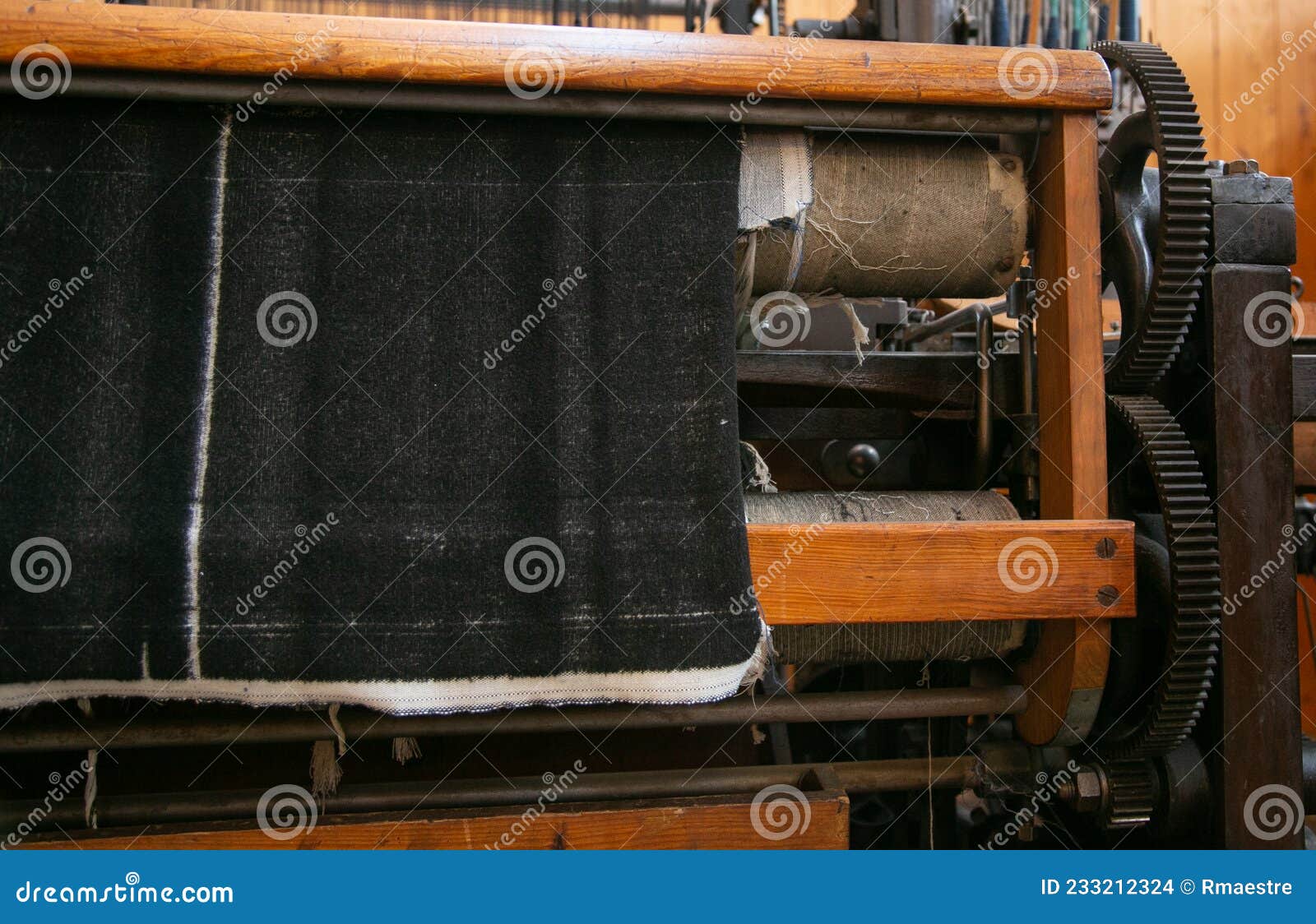 Old Loom, Spinning Machine, Rows of White and Colored Cotton Threads ...