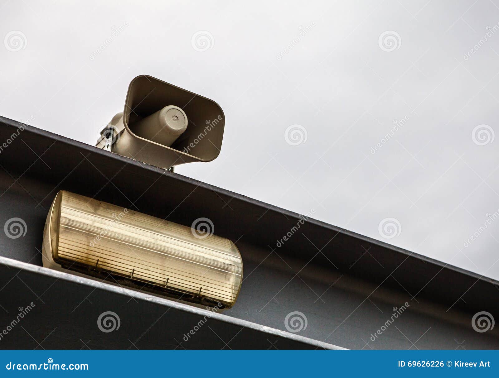 Old Loudspeaker Siren in Port Stock Photo - Image of broadcasting, port ...