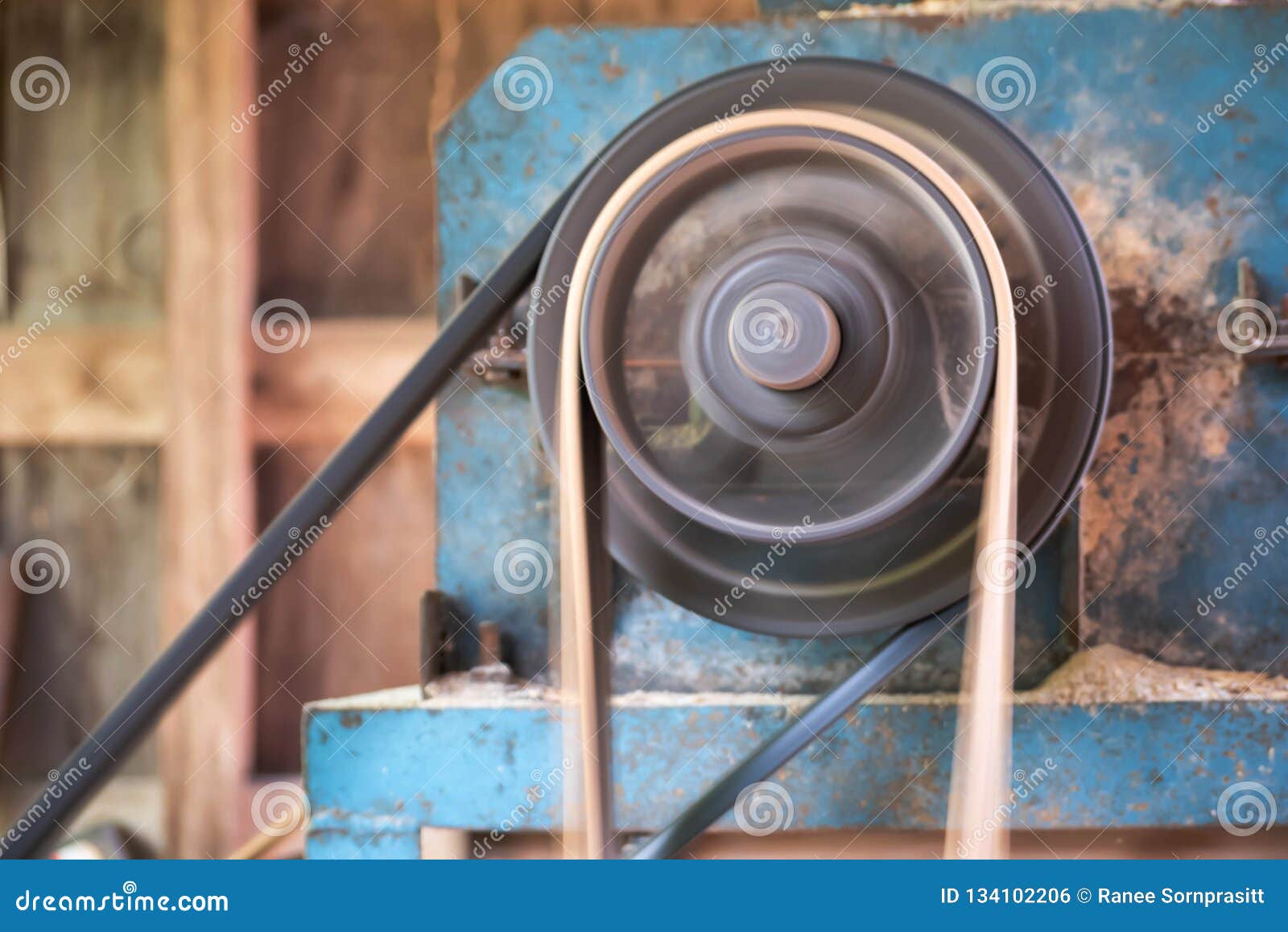 Old Machine with Belt Industry is Working Stock Photo - Image of belt ...