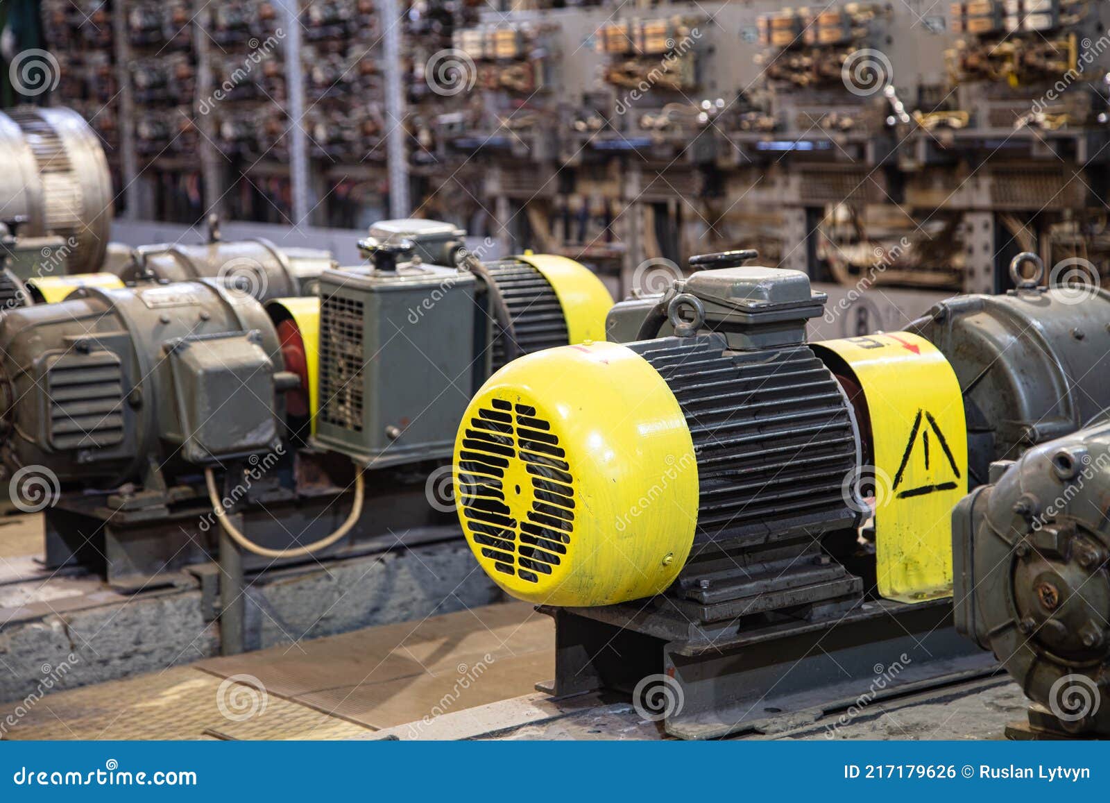 Old machine generator room stock photo. Image of emergency - 217179626