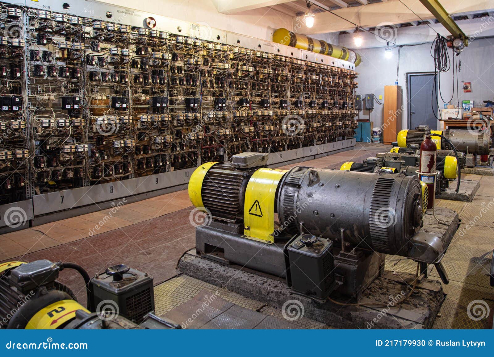 Old machine generator room stock photo. Image of automation - 217179930
