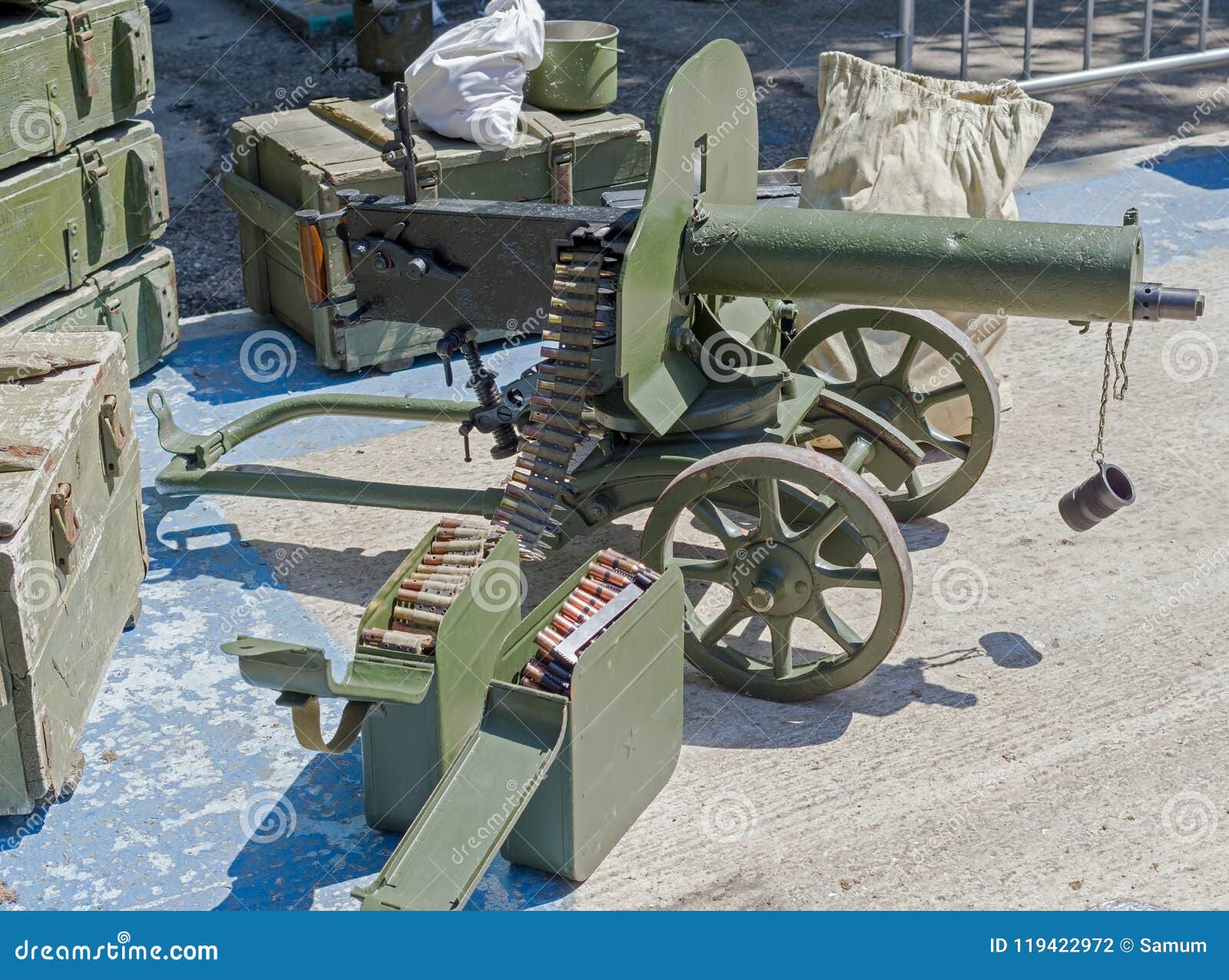 Old Machine Gun stock photo. Image of battle, danger - 119422972