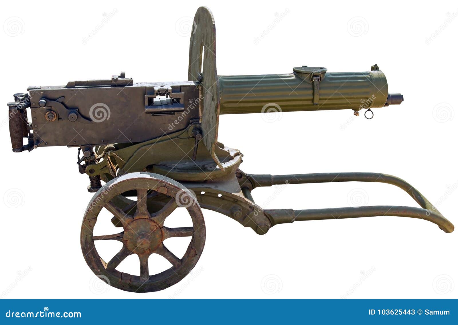Old Machine Gun Maxim`s System on White Stock Image - Image of battle ...