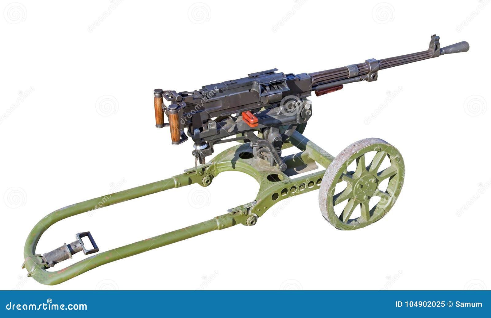 Old Machine Gun on white stock image. Image of green - 104902025