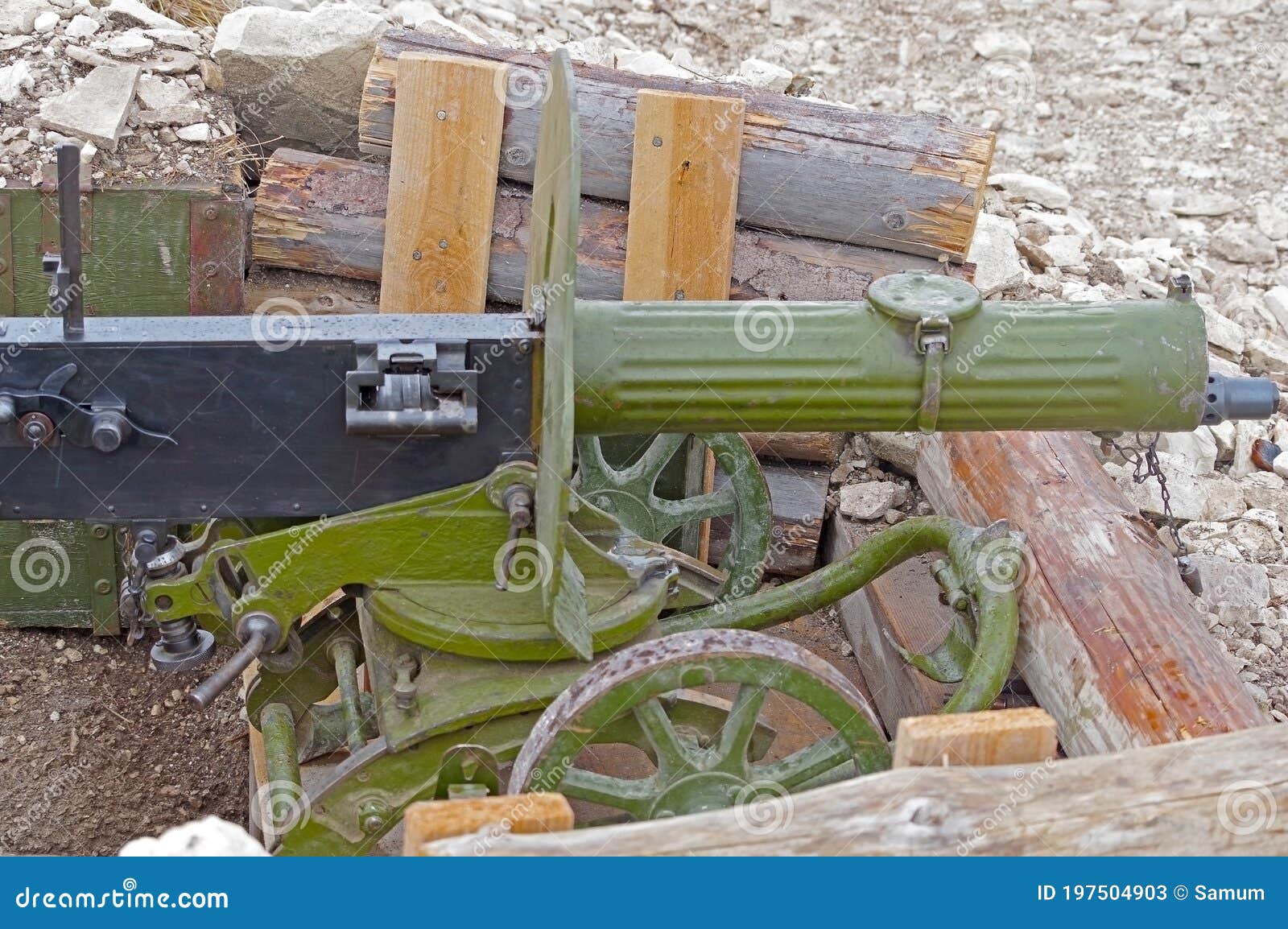 Old Machine Gun on Position Stock Image - Image of fire, artillery ...