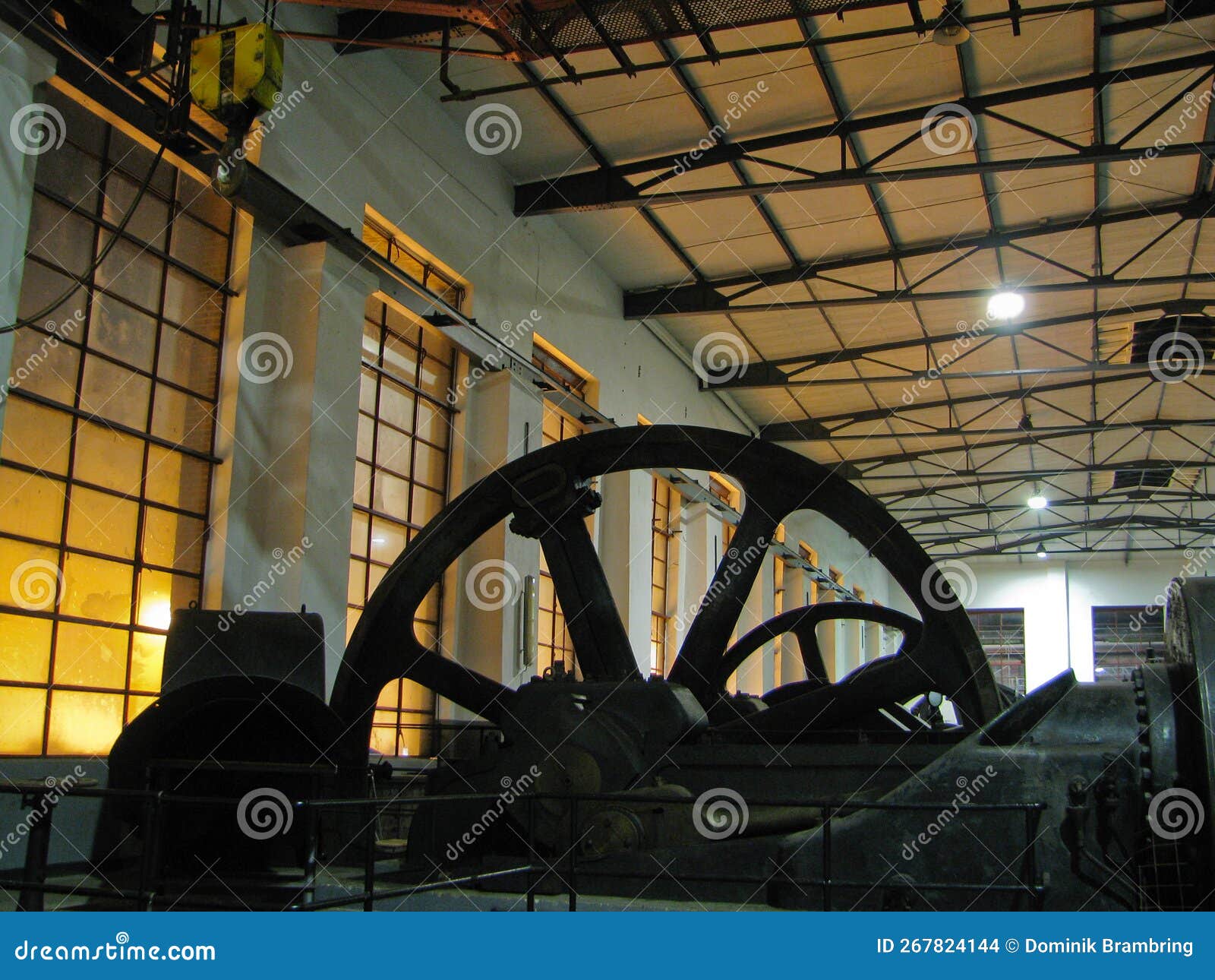 An Old Machine Hall with Large Flywheels. Stock Photo - Image of system ...