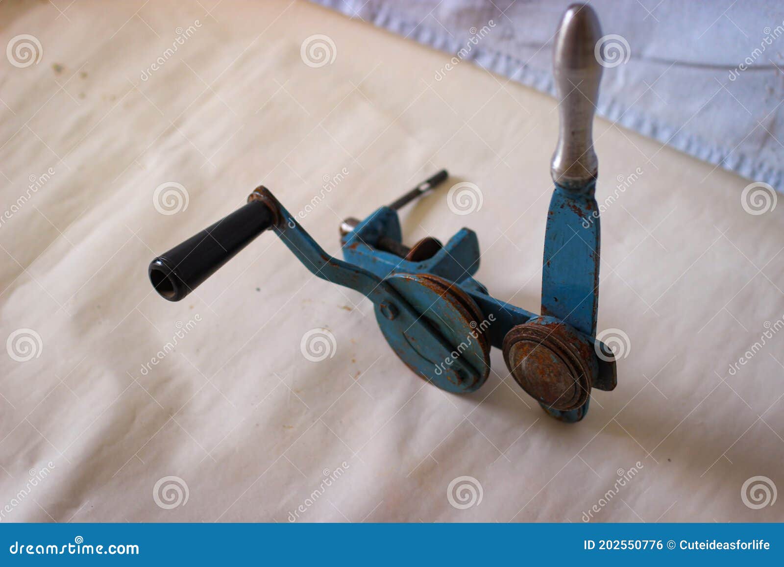 An Old Machine for Hands Rolling Cans during Canning Stock Photo ...