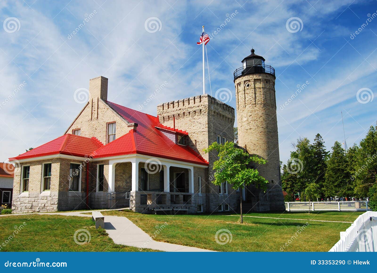 Old Mackinac Point Lighthouse Stock Photo - Image of light, bridge ...