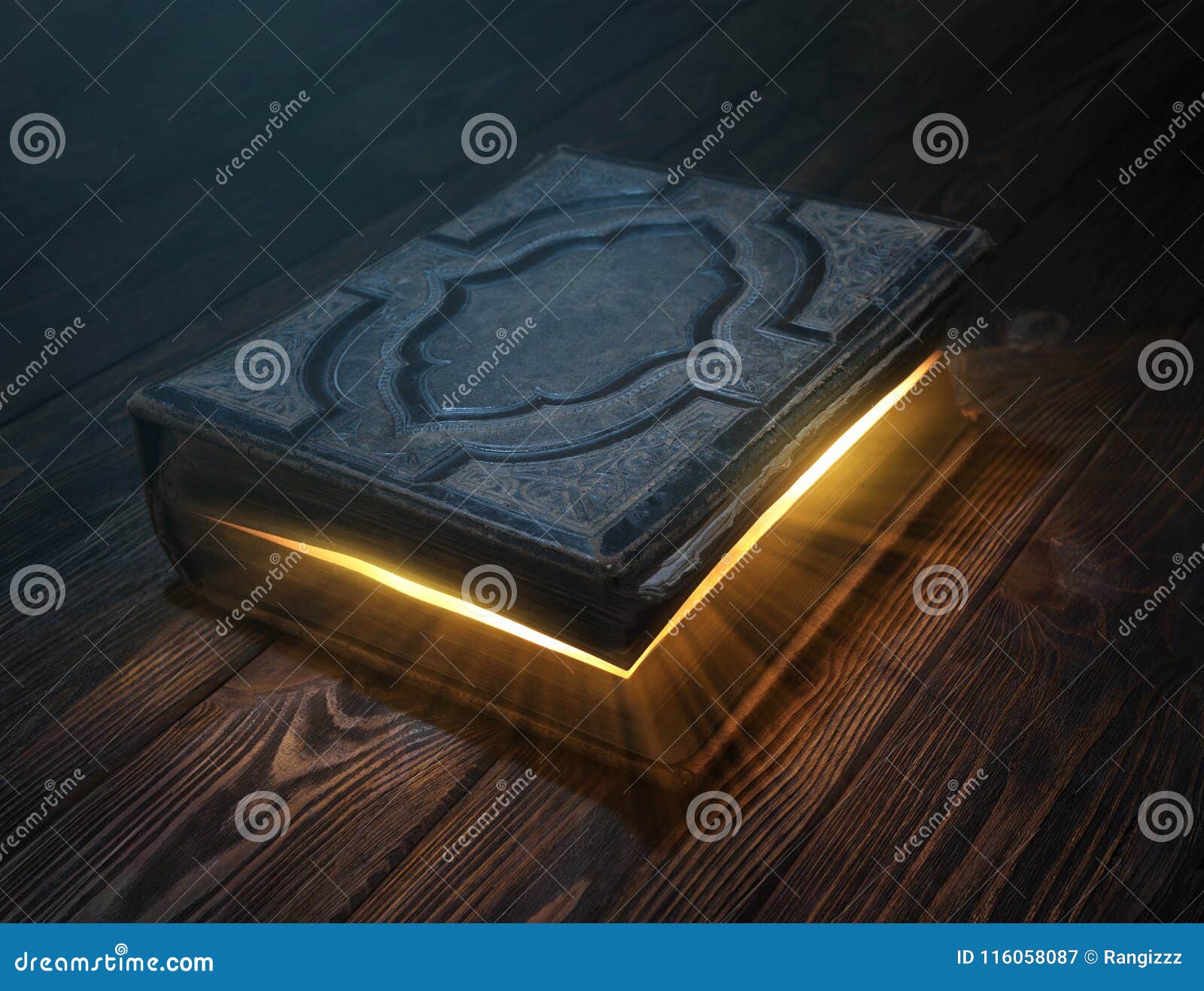 Old Magic Book on Wooden Table Stock Image - Image of hidden, empty ...