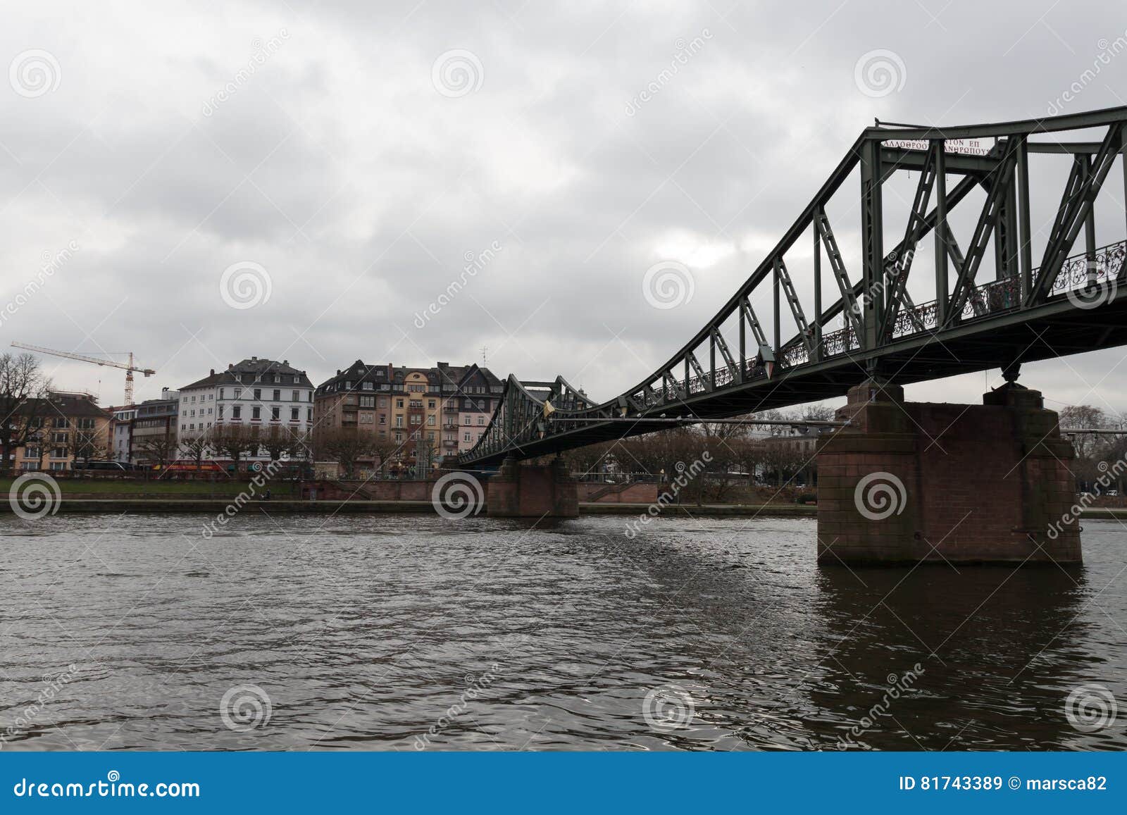 Old Main Bridge in Frankfurt Editorial Stock Image - Image of blue ...