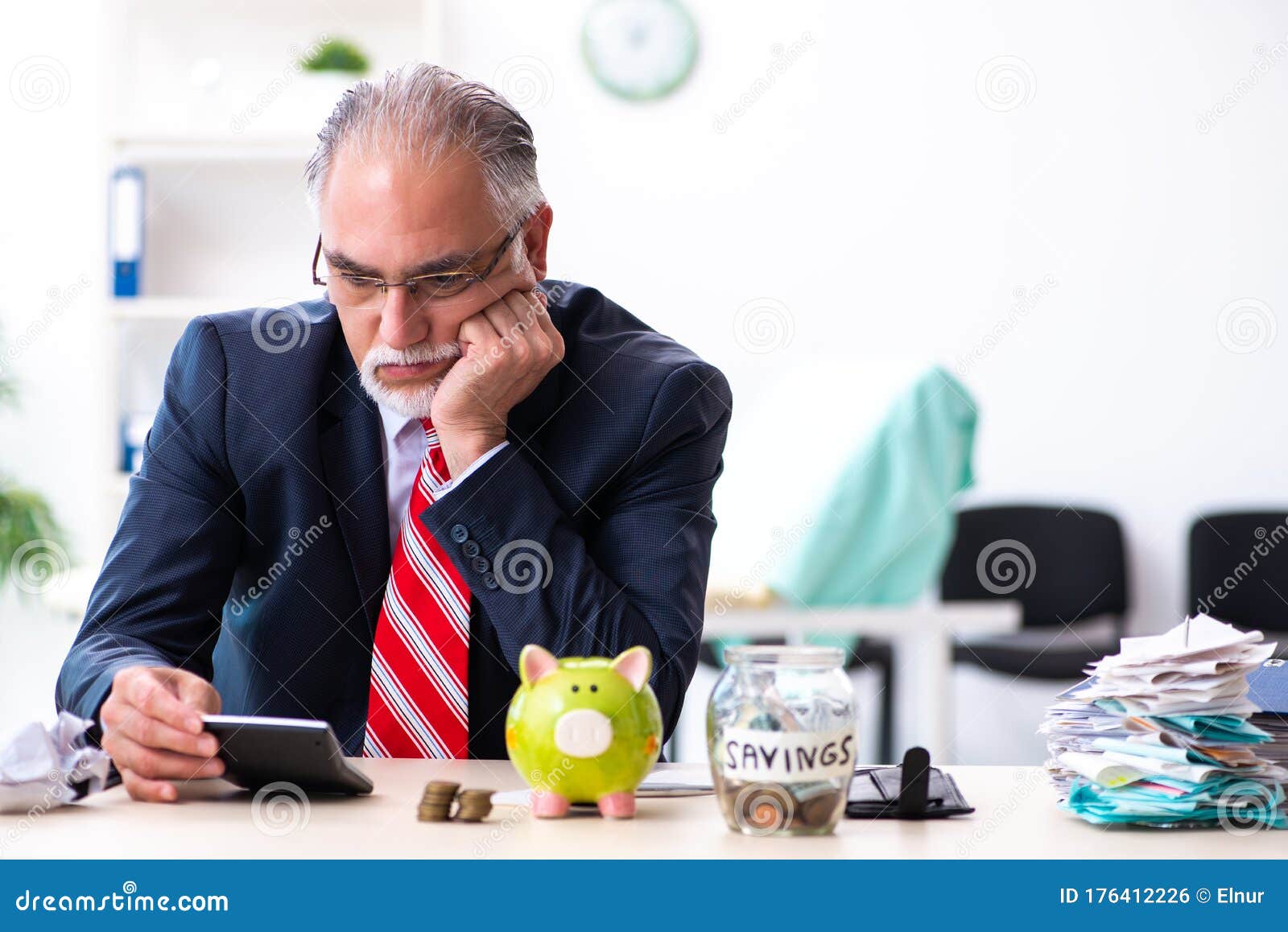 Old Male Accountant in Budget Planning Concept Stock Photo - Image of ...