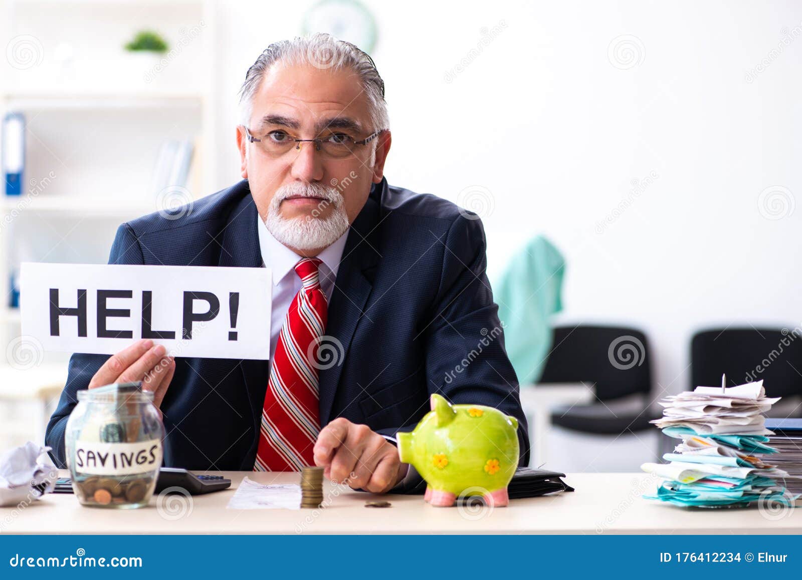 Old Male Accountant in Budget Planning Concept Stock Photo - Image of ...