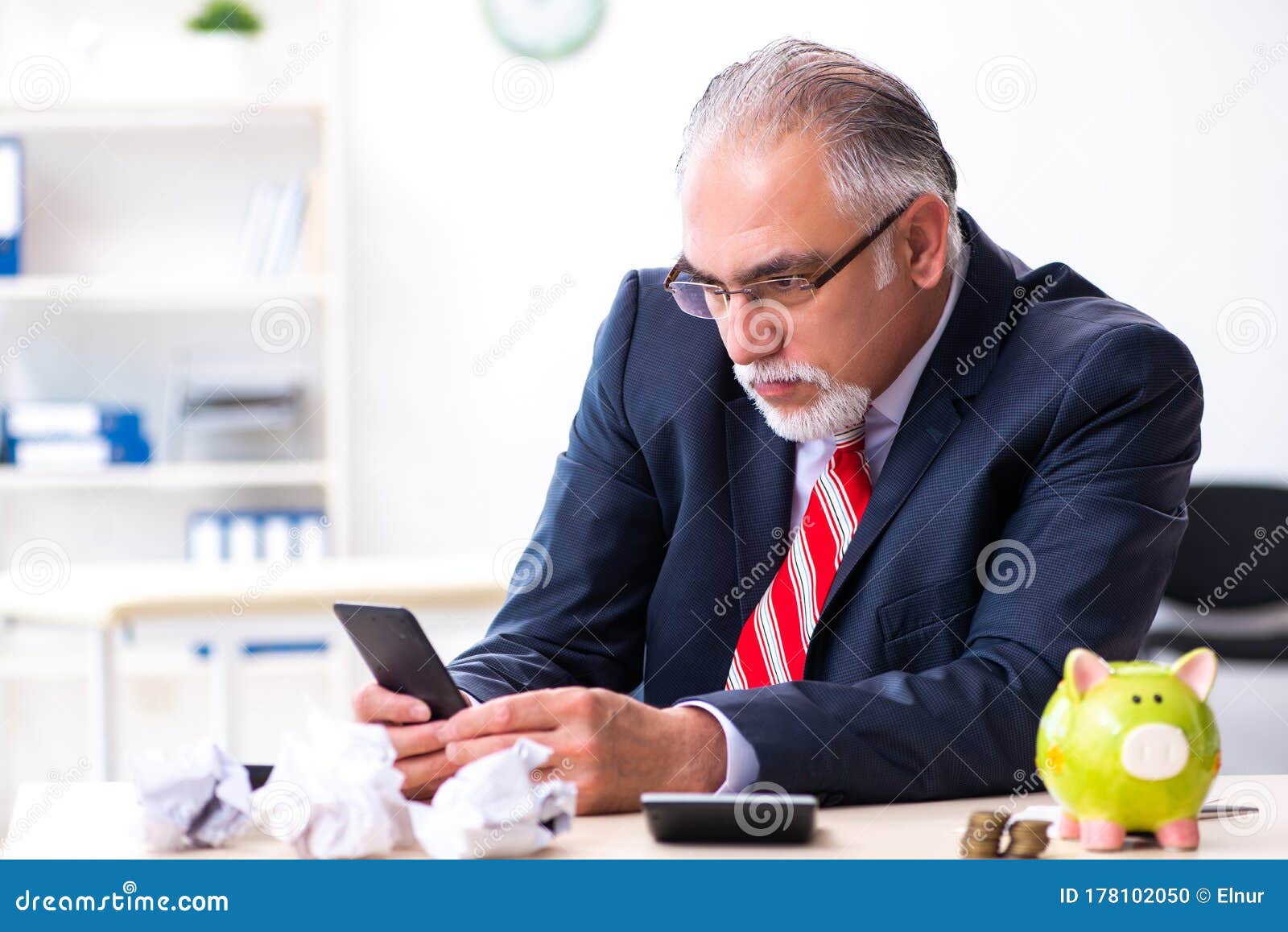 Old Male Accountant in Budget Planning Concept Stock Photo - Image of ...