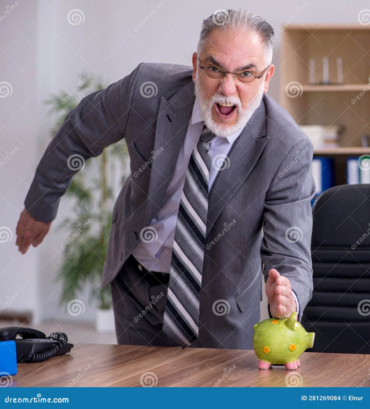 Old Male Aggressive Bookkeeper in Budget Planning Concept Stock Photo ...