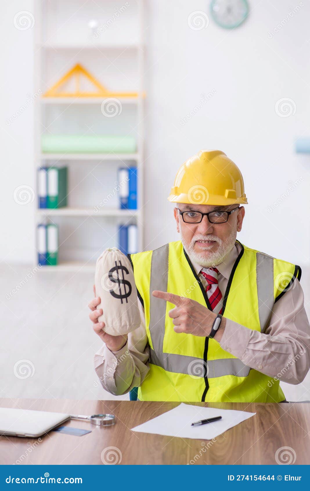 Old Male Architect in Planning Retirement Concept Stock Photo - Image ...