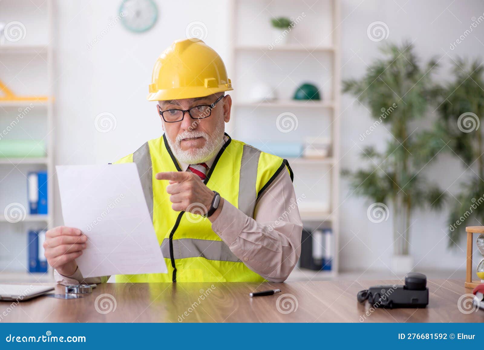 Old Male Architect Sitting in the Office Stock Photo - Image of work ...
