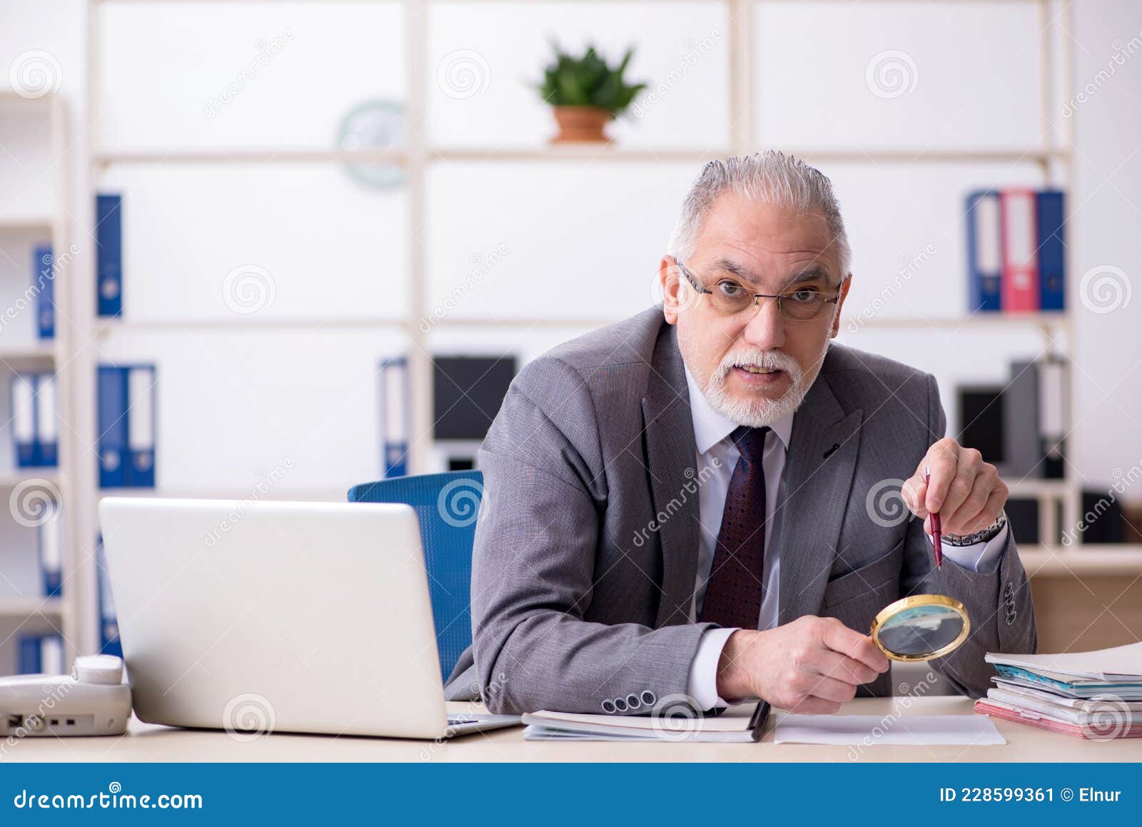 Old Male Auditor Working in the Office Stock Image - Image of manager ...