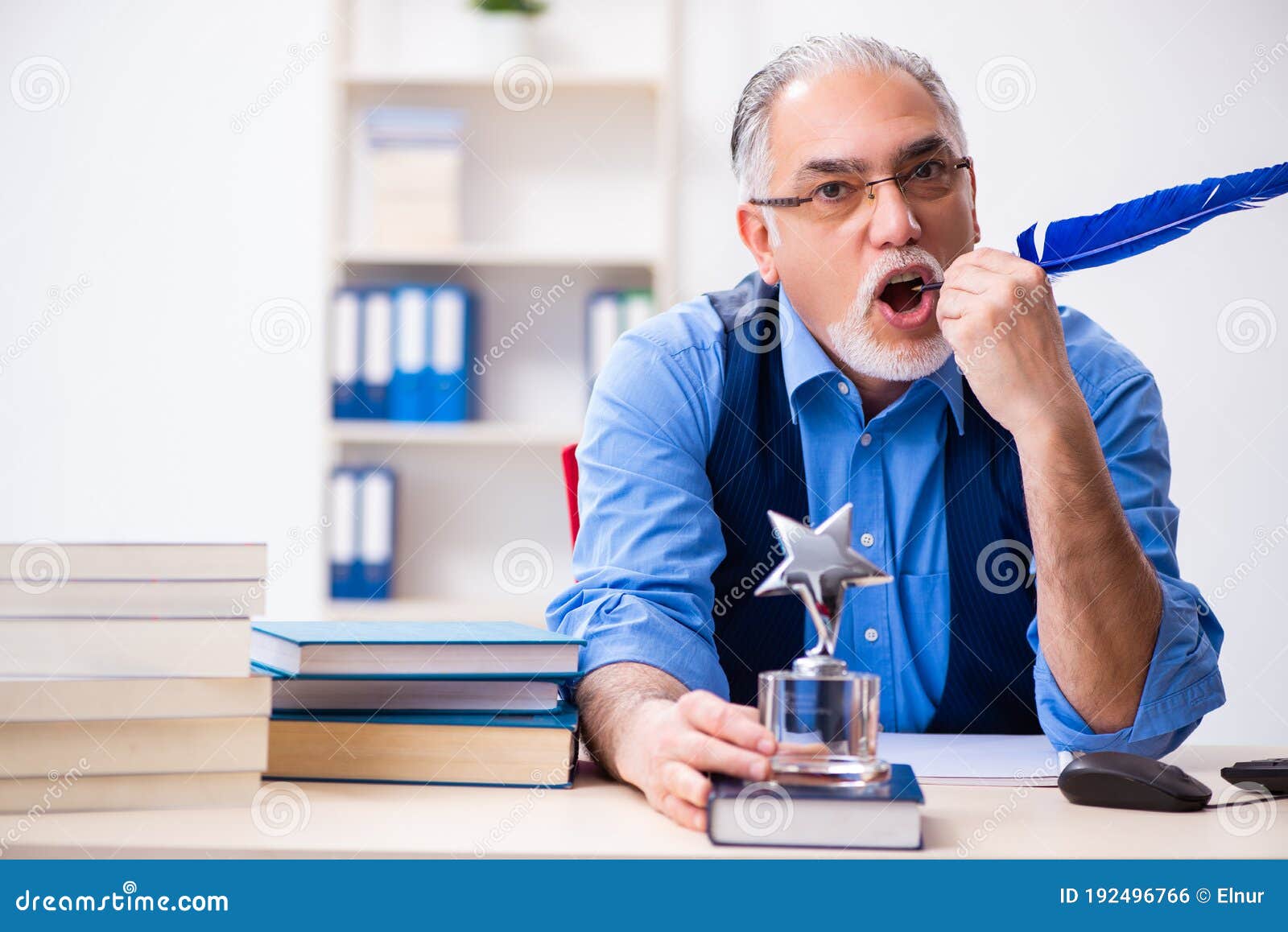Old Male Author Winning Award Stock Photo - Image of office, publisher ...