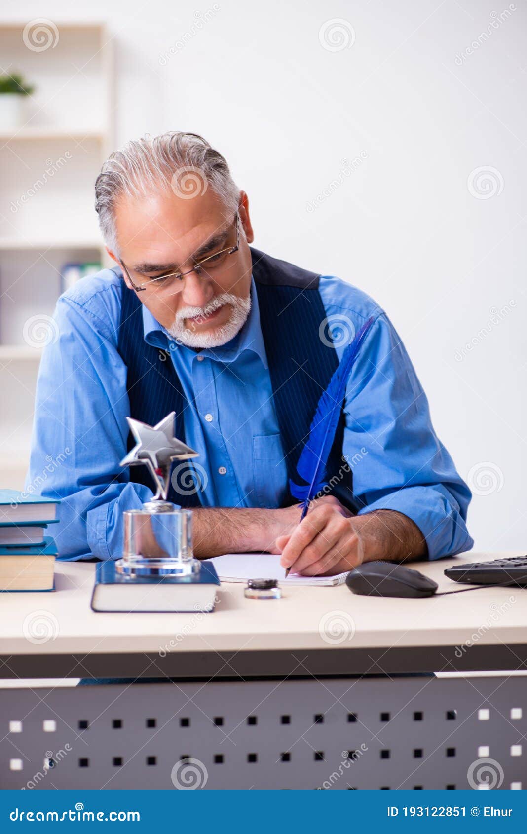 Old Male Author Winning Award Stock Image - Image of article, career ...
