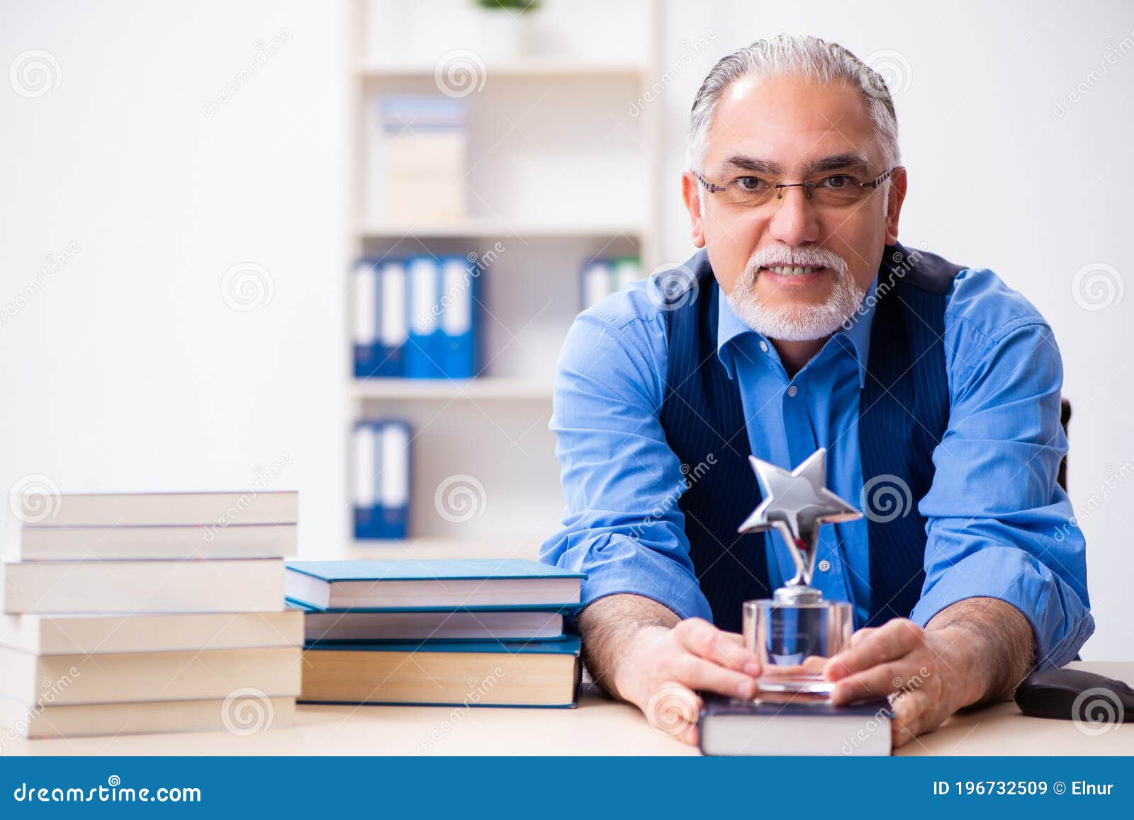 Old Male Author Winning Award Stock Image - Image of holding, aged ...