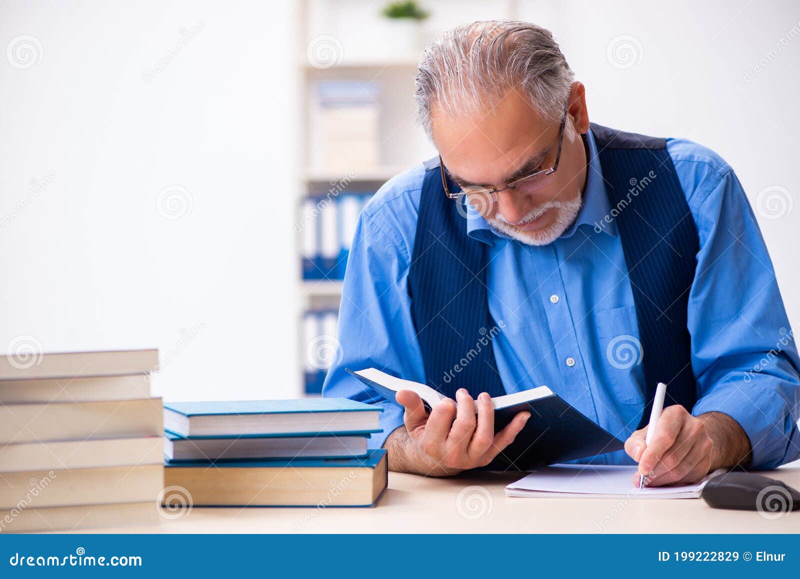 Old Male Author Writing Books Stock Image - Image of home, papers ...