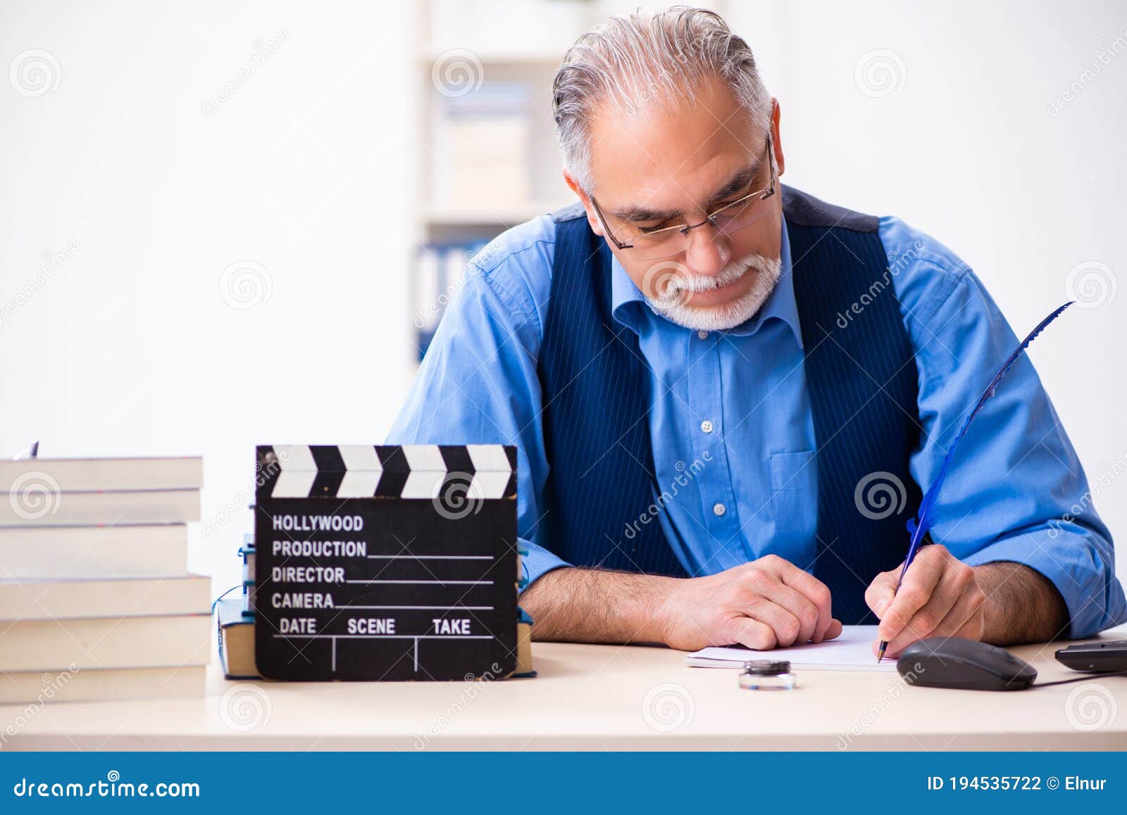 Old Male Author Writing Screenplay Stock Photo - Image of media, movie ...