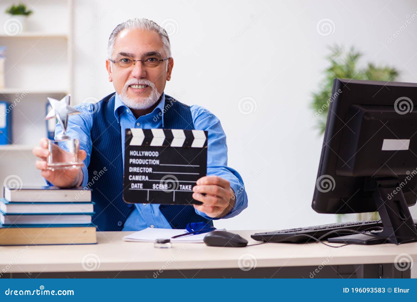 Old Male Author Writing Screenplay Stock Image - Image of movie, happy ...