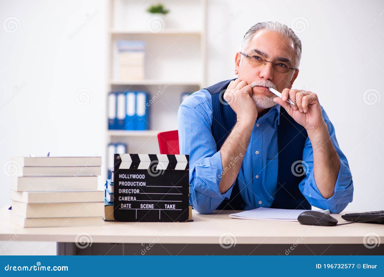 Old Male Author Writing Screenplay Stock Image - Image of brainstorming ...