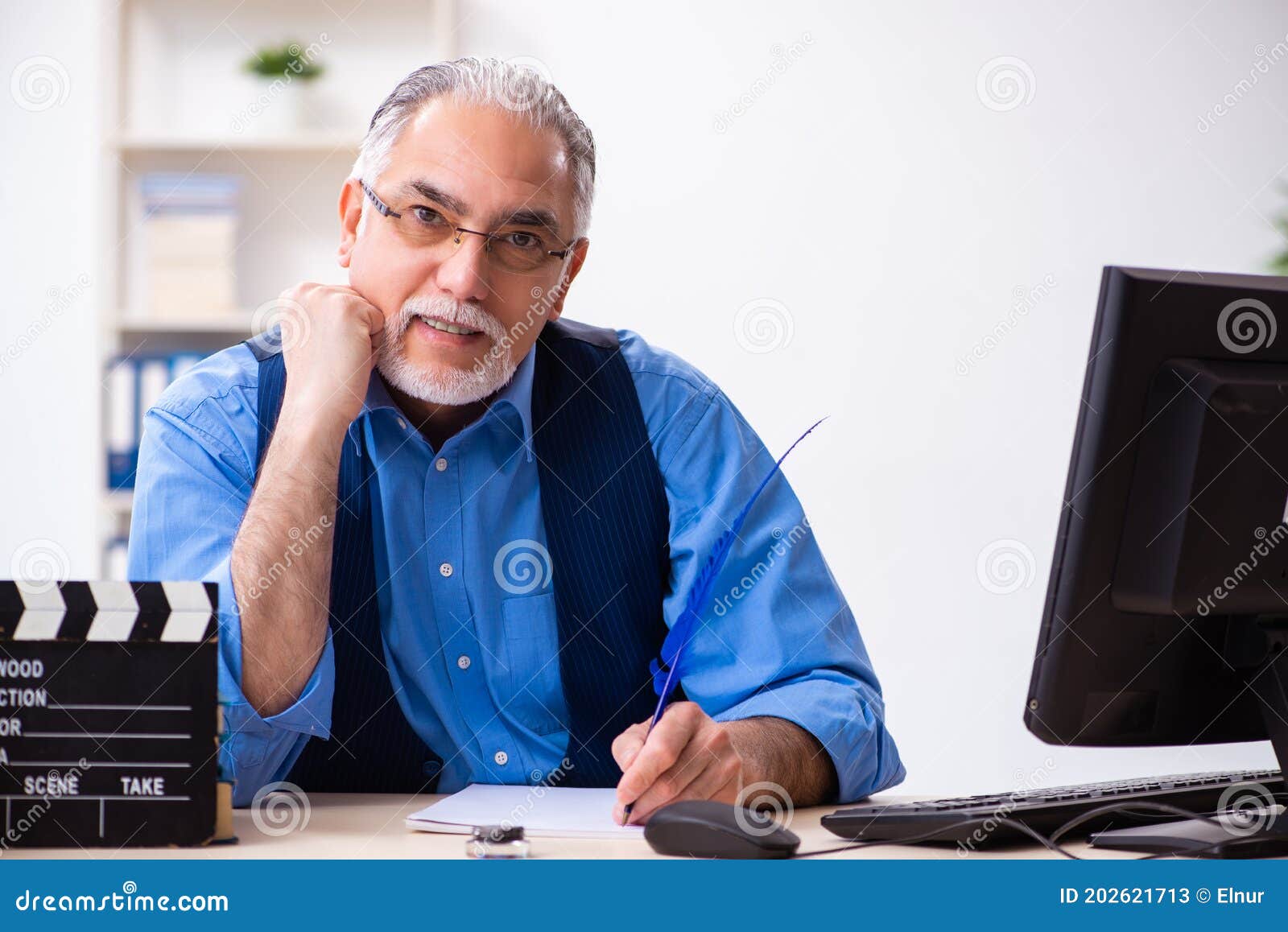 Old Male Author Writing Screenplay Stock Image - Image of cinema ...