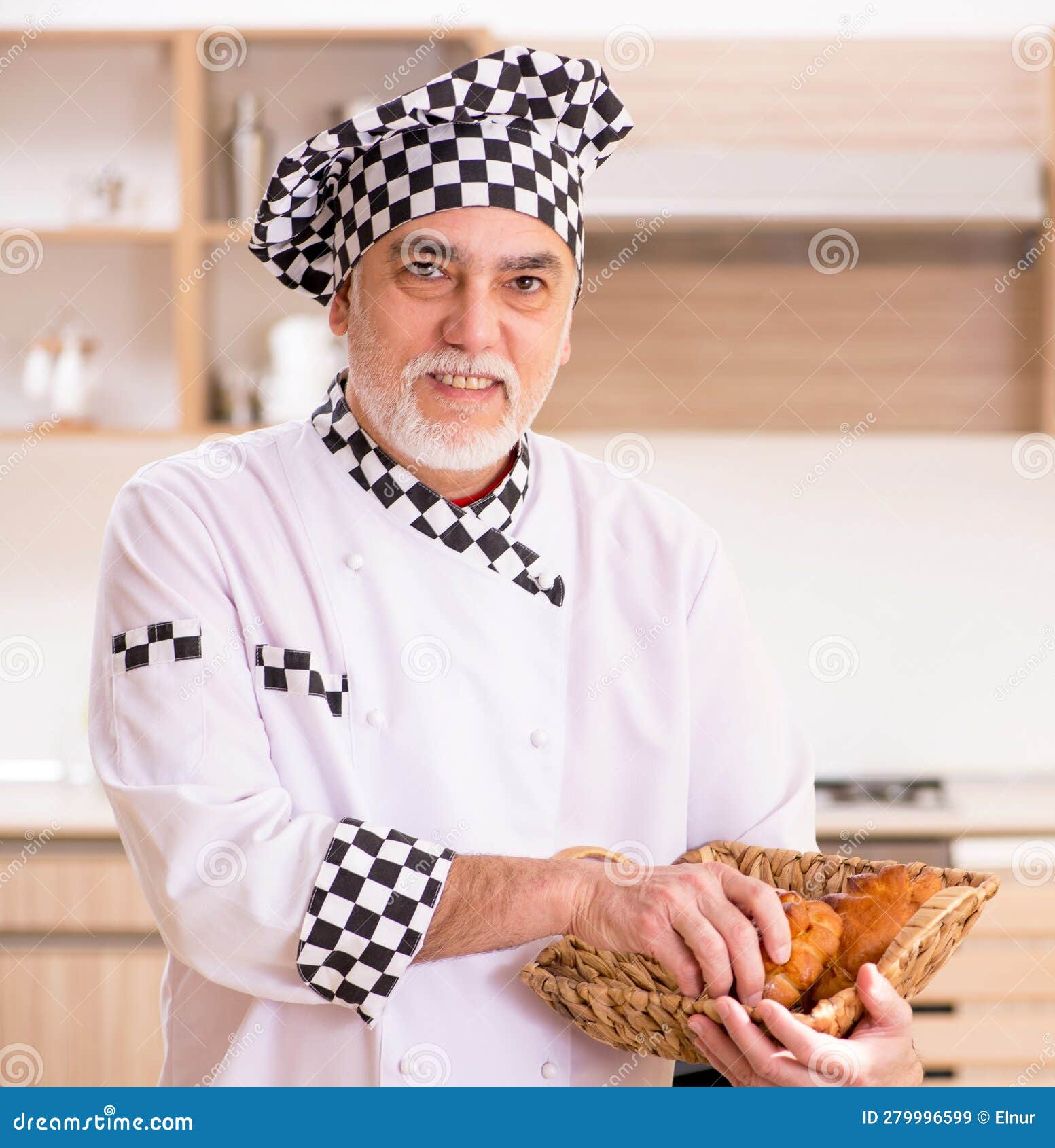 Old Male Baker Working in the Kitchen Stock Image - Image of culinary ...