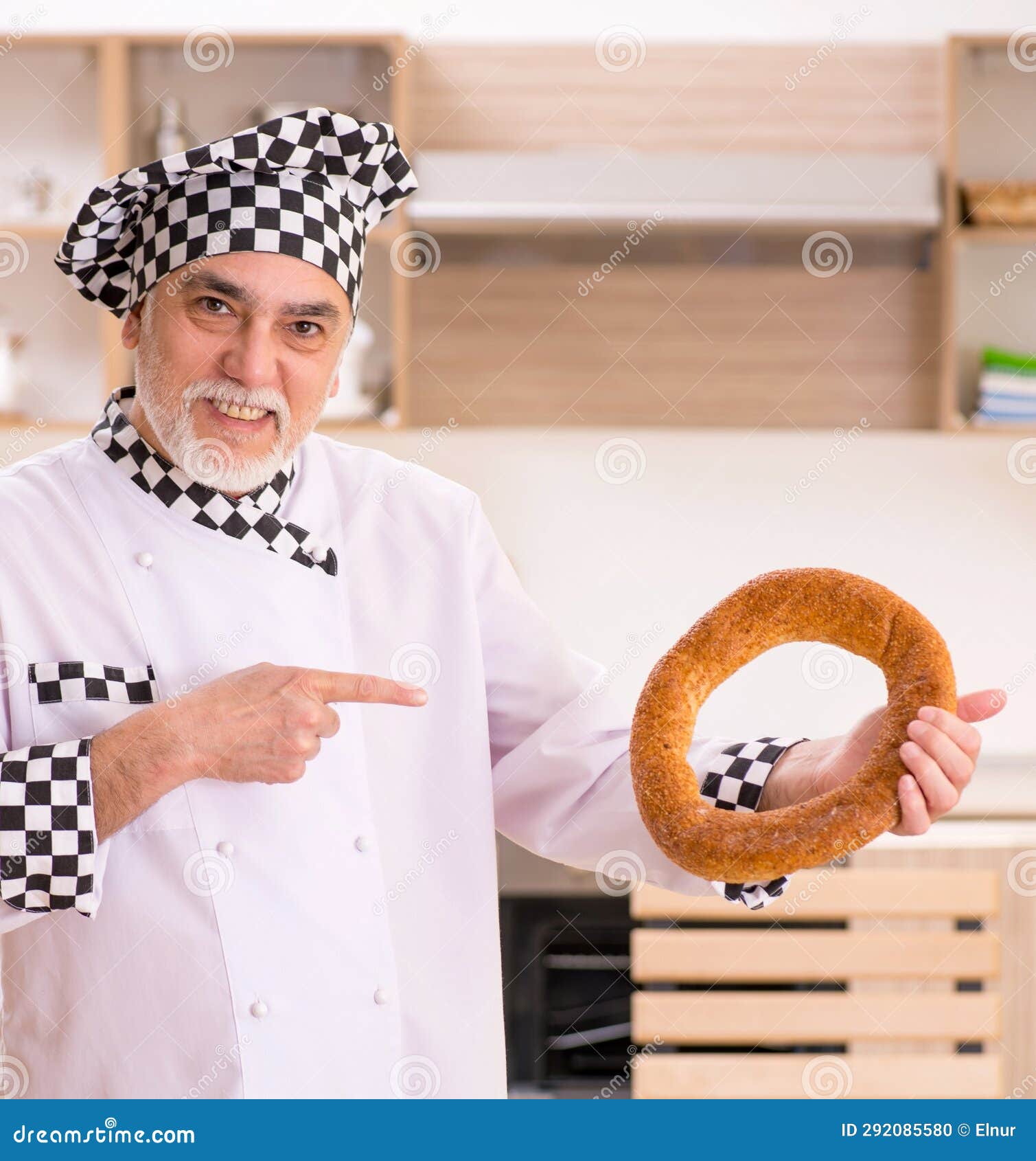Old Male Baker Working in the Kitchen Stock Photo - Image of dessert ...
