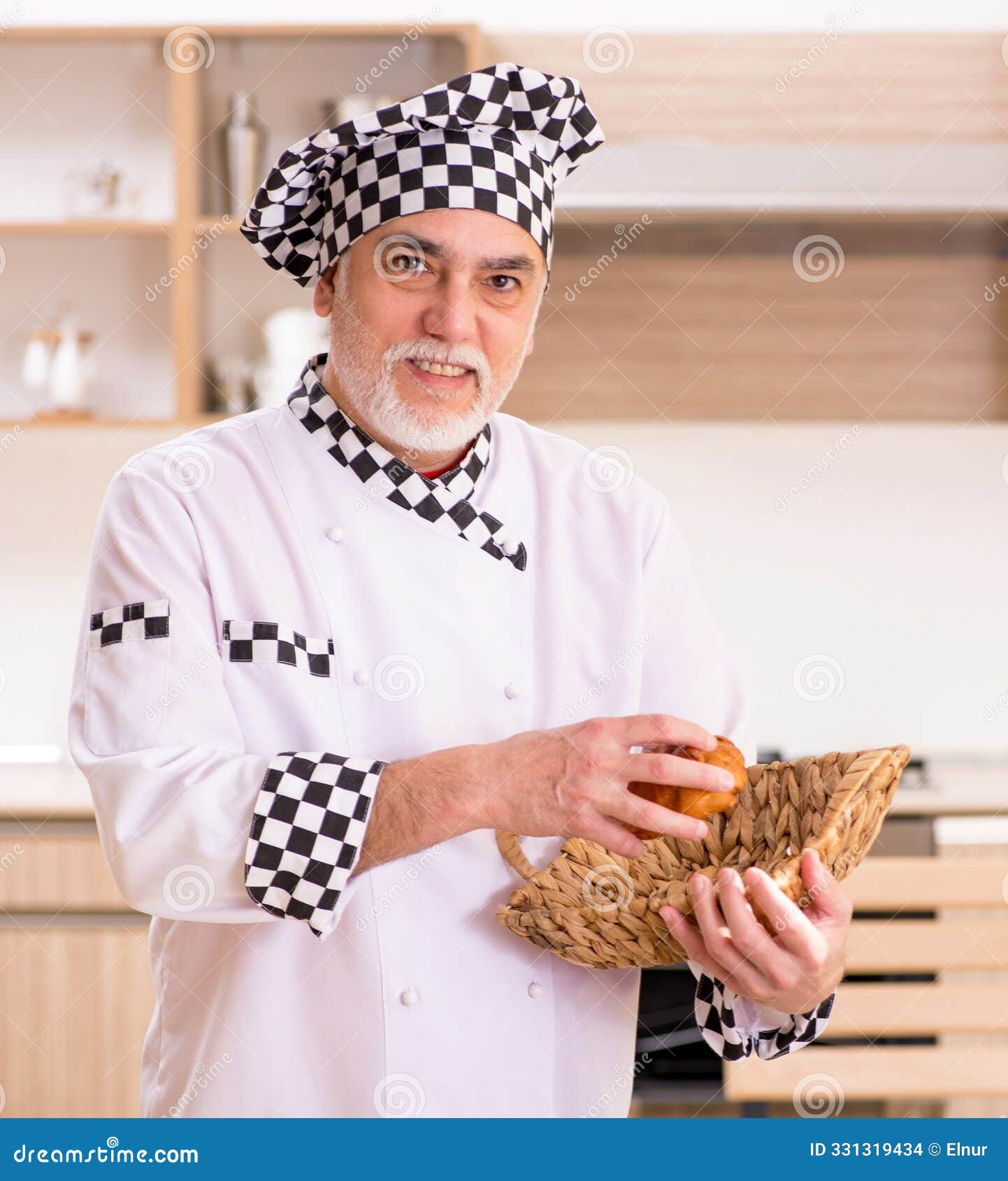 Old Male Baker Working in the Kitchen Stock Photo - Image of cookies ...