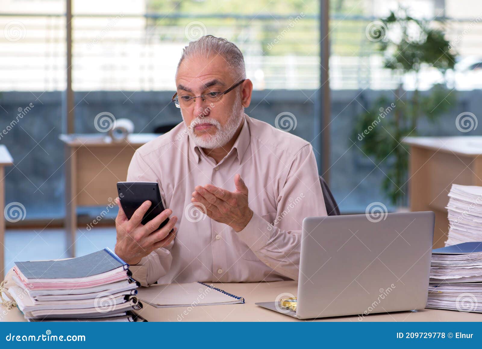 Old Male Bookkeeper in Budget Planning Concept Stock Photo - Image of ...