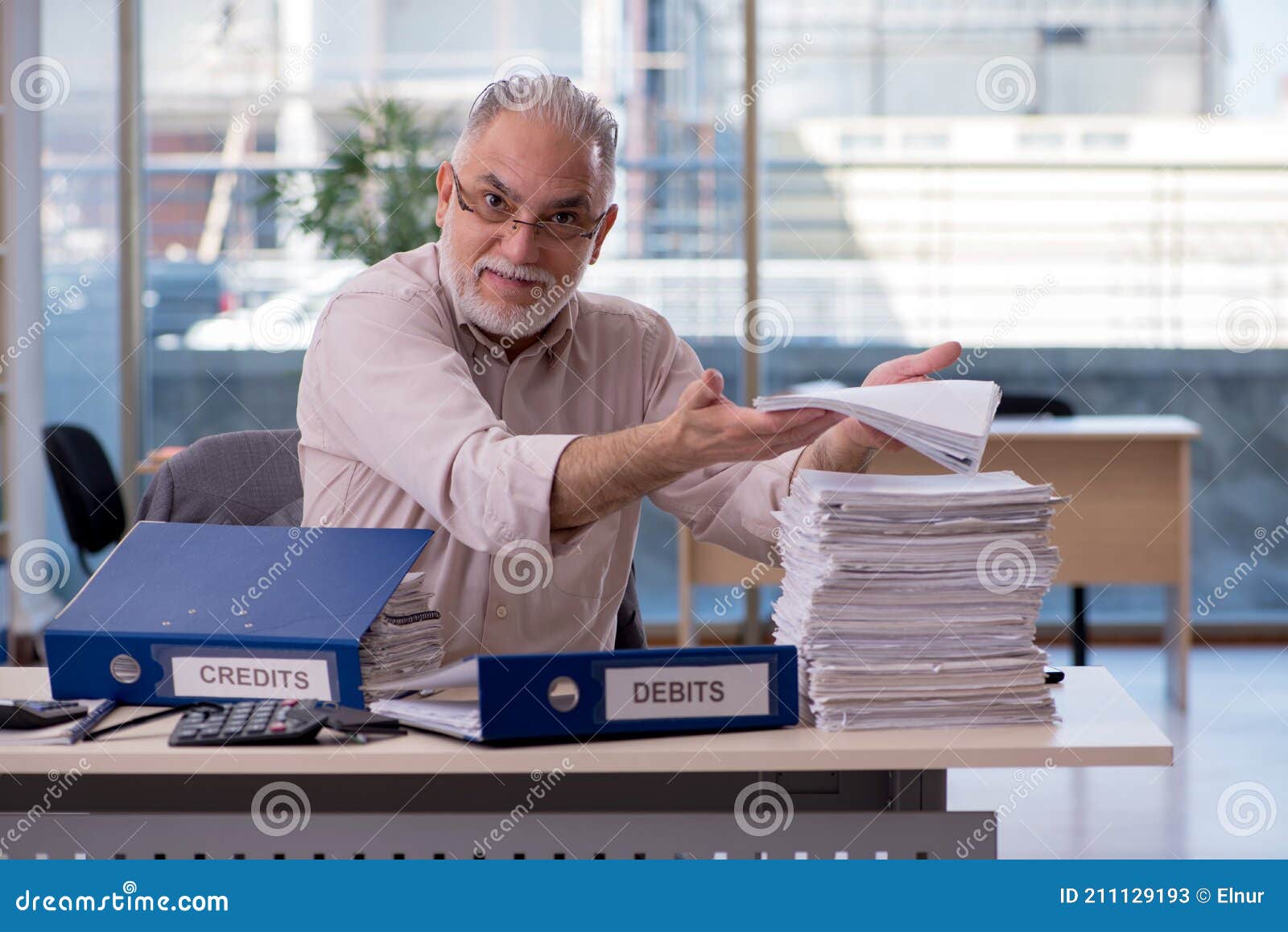 Old Male Bookkeeper in Budget Planning Concept Stock Image - Image of ...