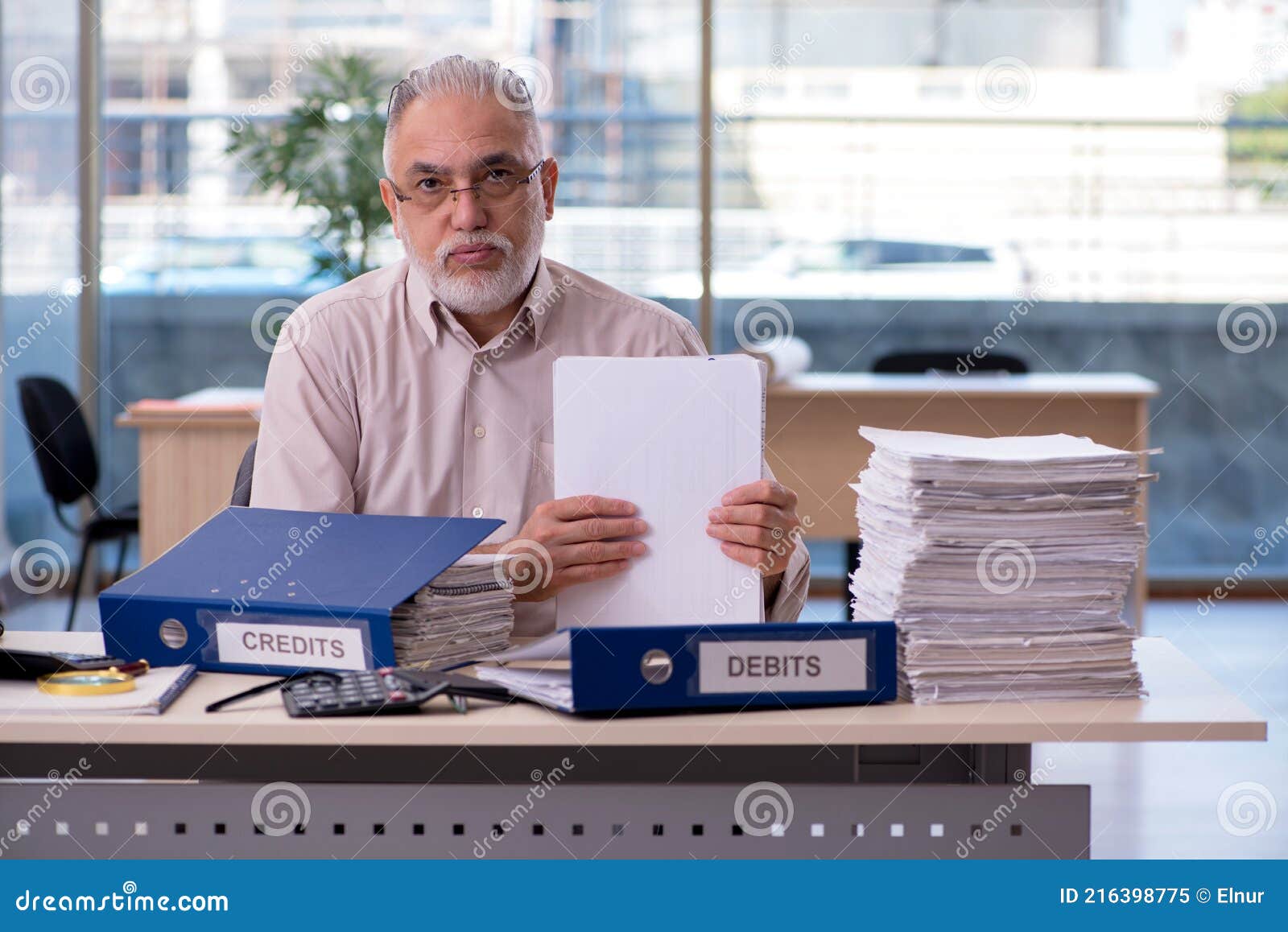 Old Male Bookkeeper in Budget Planning Concept Stock Image - Image of ...