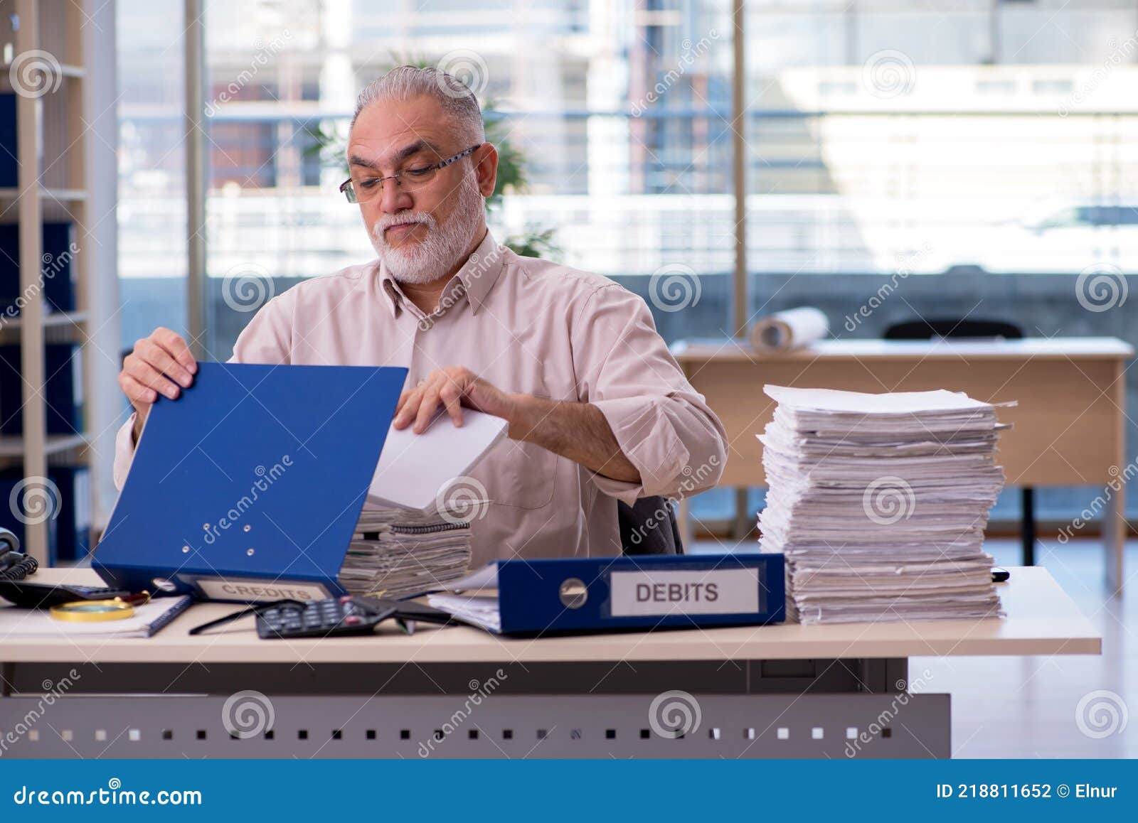 Old Male Bookkeeper in Budget Planning Concept Stock Photo - Image of ...