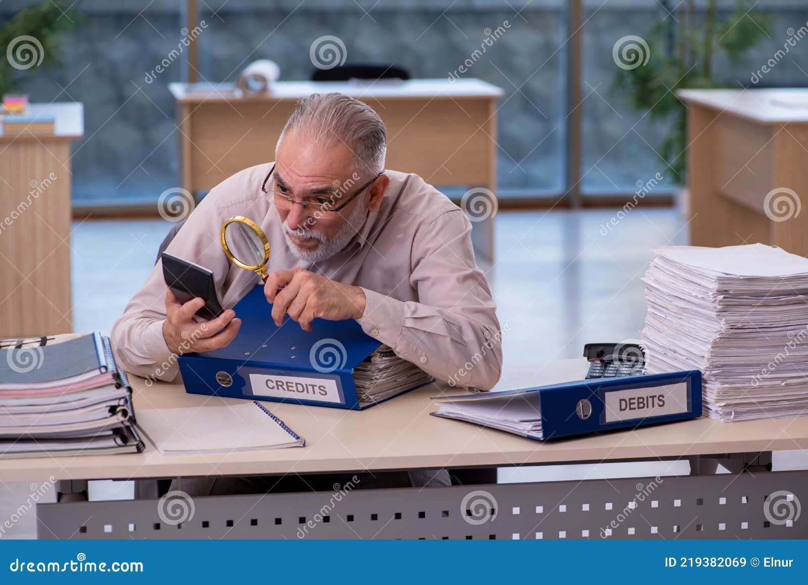 Old Male Bookkeeper in Budget Planning Concept Stock Image - Image of ...