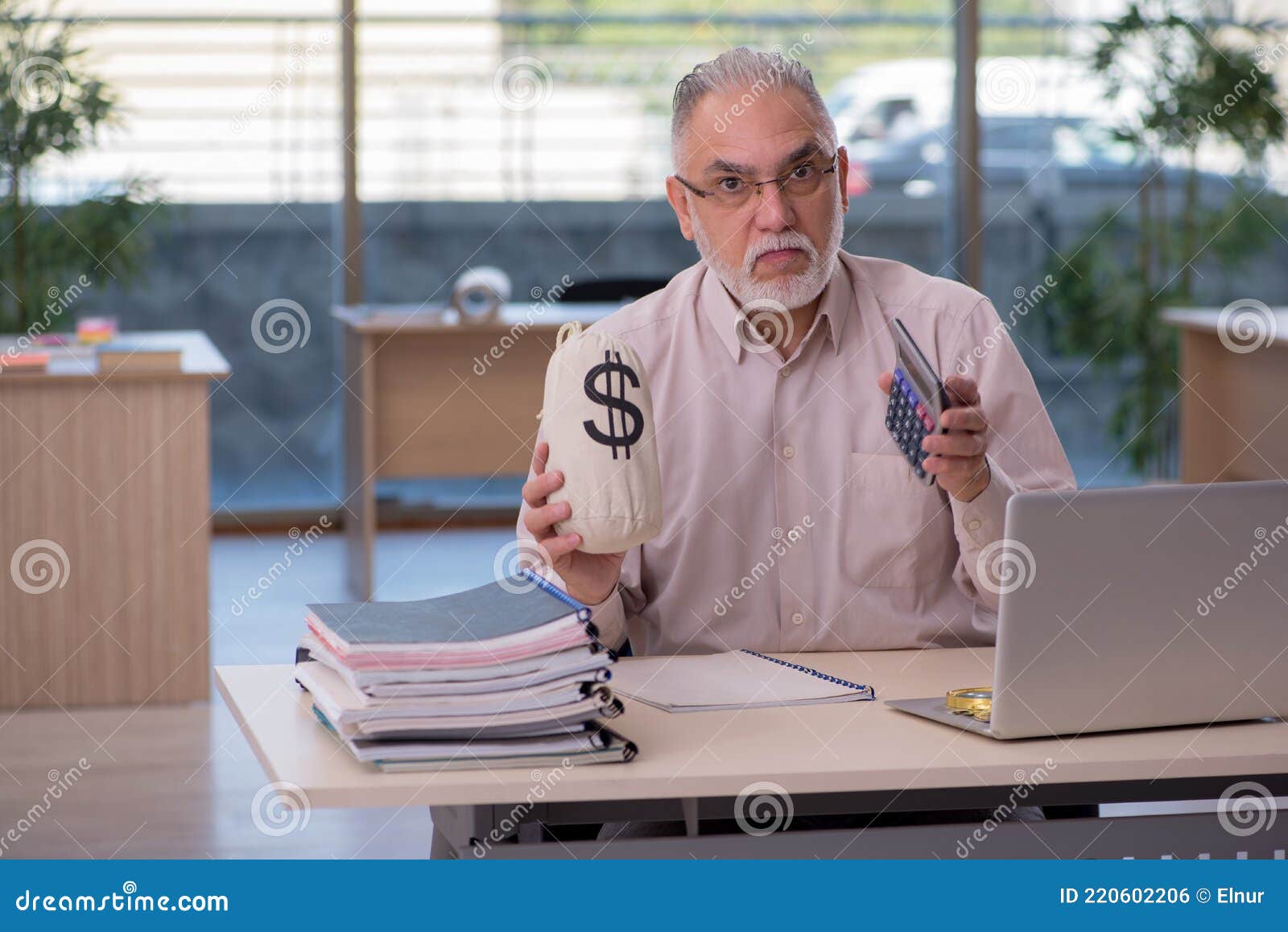 Old Male Bookkeeper in Budget Planning Concept Stock Photo - Image of ...