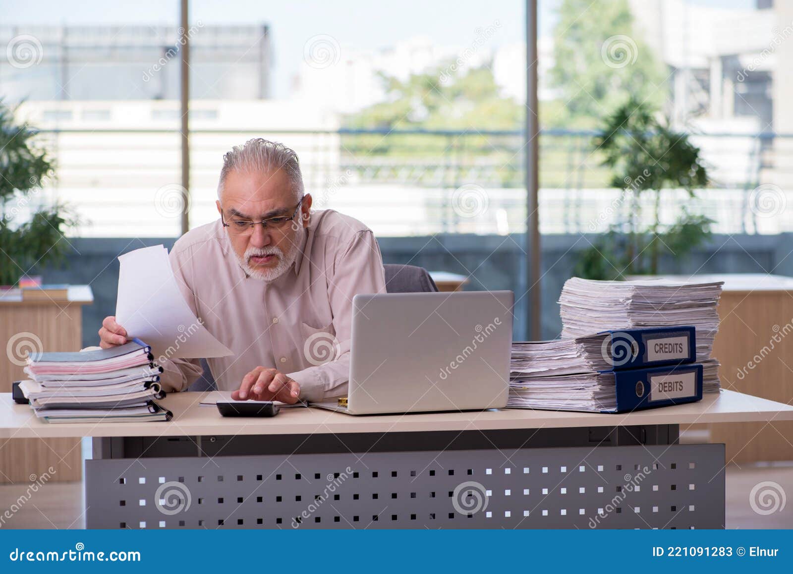 Old Male Bookkeeper in Budget Planning Concept Stock Image - Image of ...