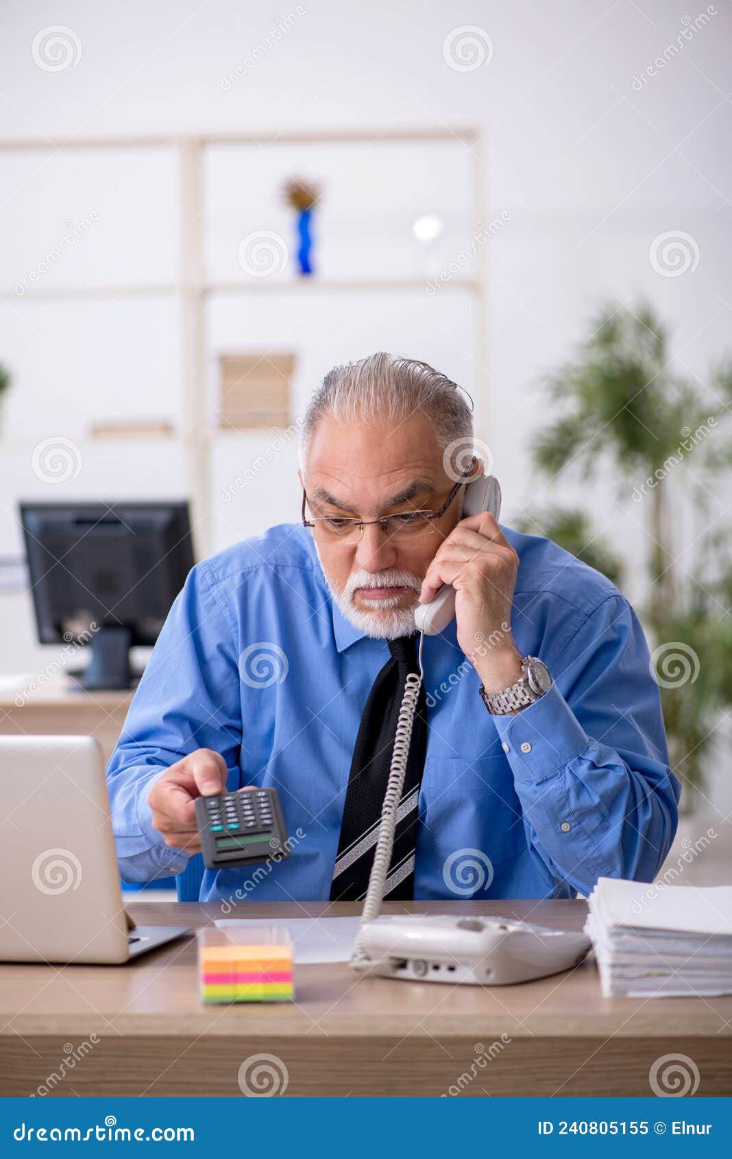Old Male Bookkeeper Working in the Office Stock Image - Image of ...