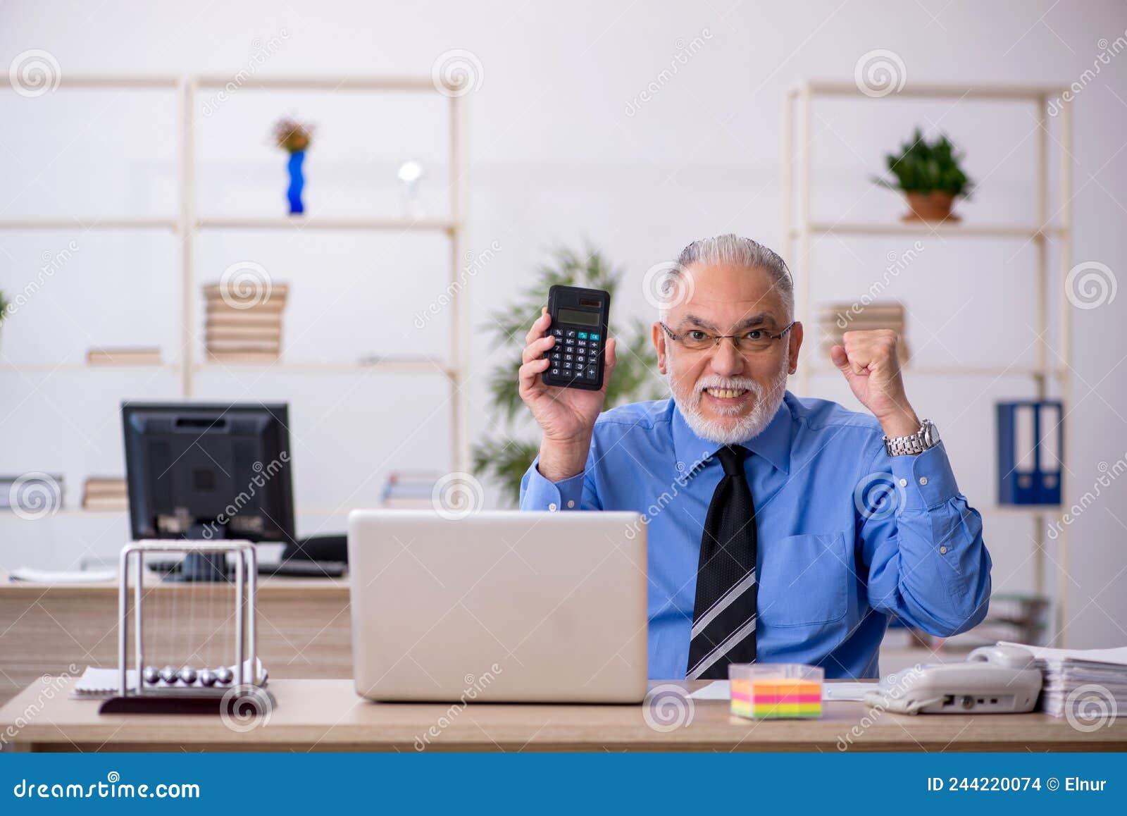 Old Male Bookkeeper Working in the Office Stock Photo - Image of happy ...