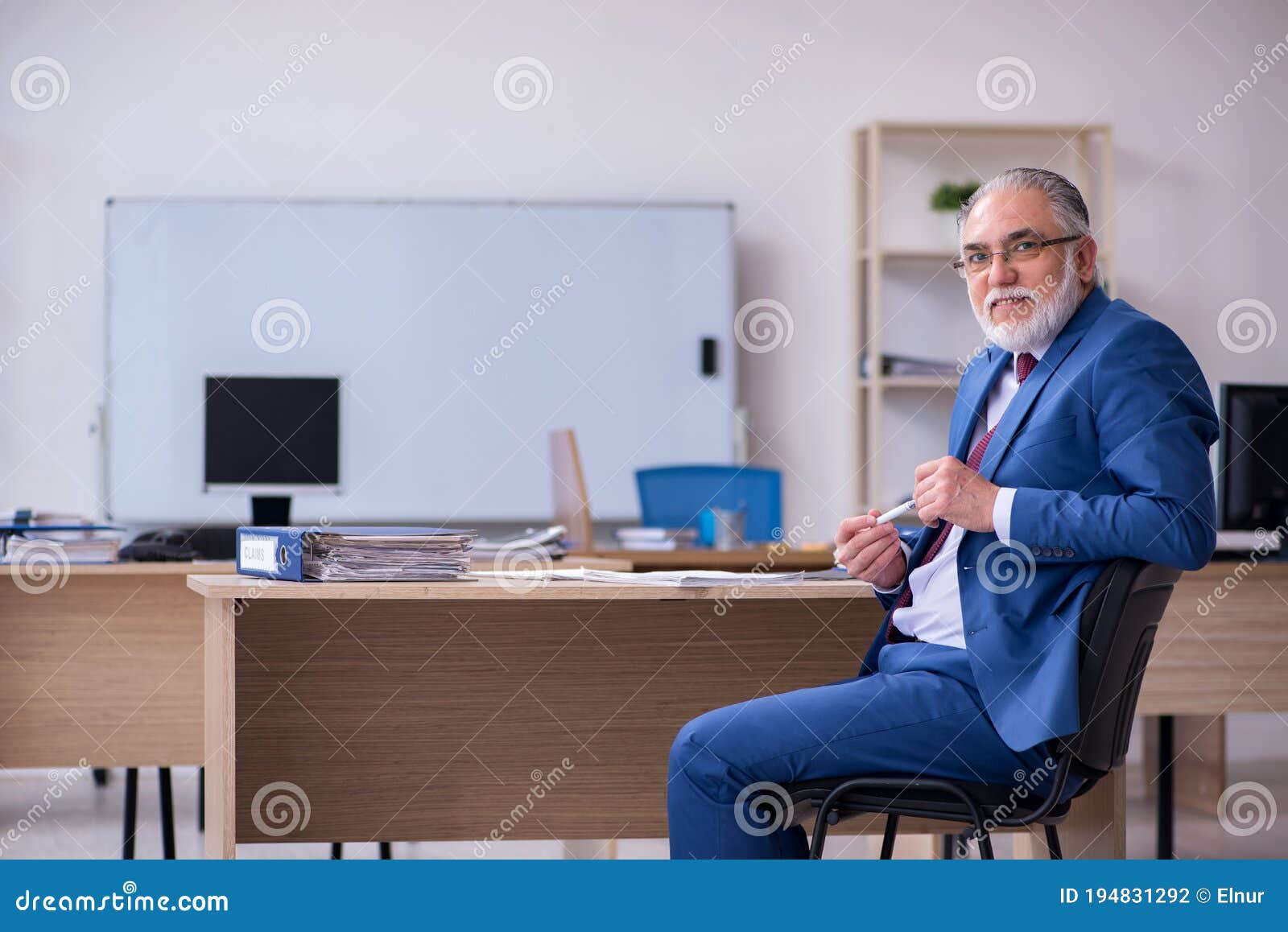 Old Male Boss Employee Working in the Office Stock Photo - Image of ...