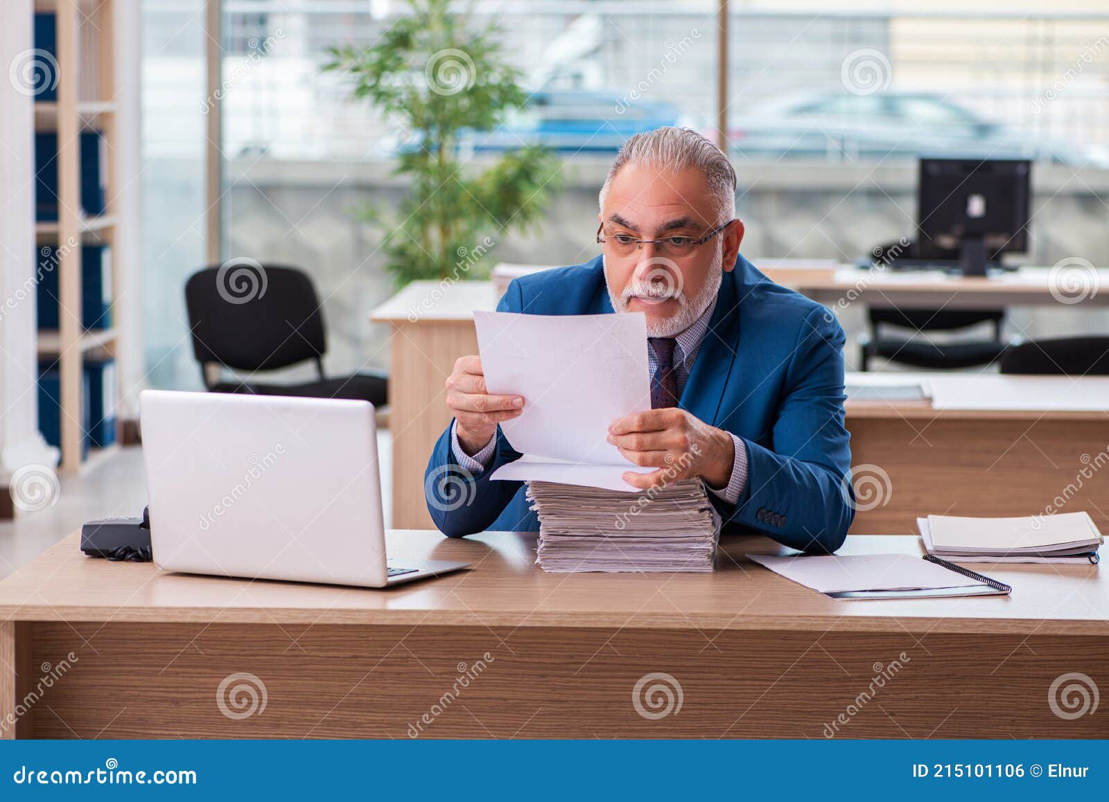 Old Male Boss Employee Working in the Office Stock Photo - Image of ...