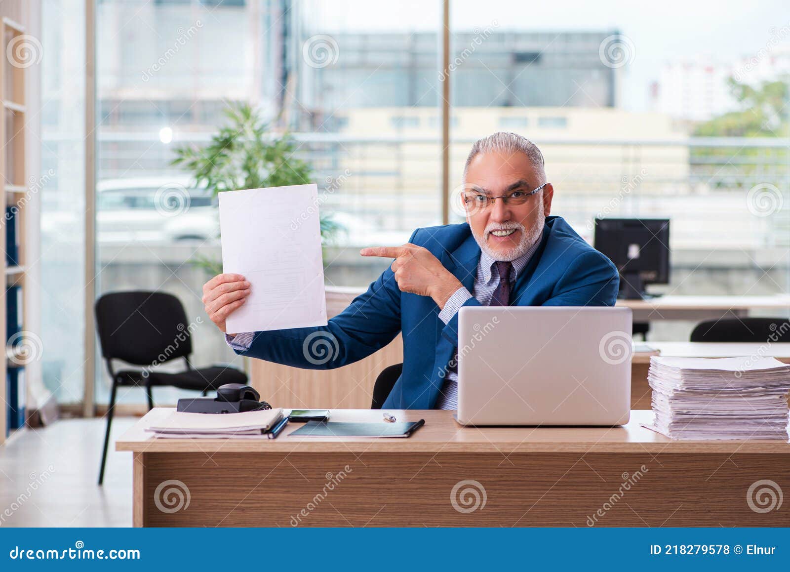 Old Male Boss Employee Working in the Office Stock Photo - Image of ...