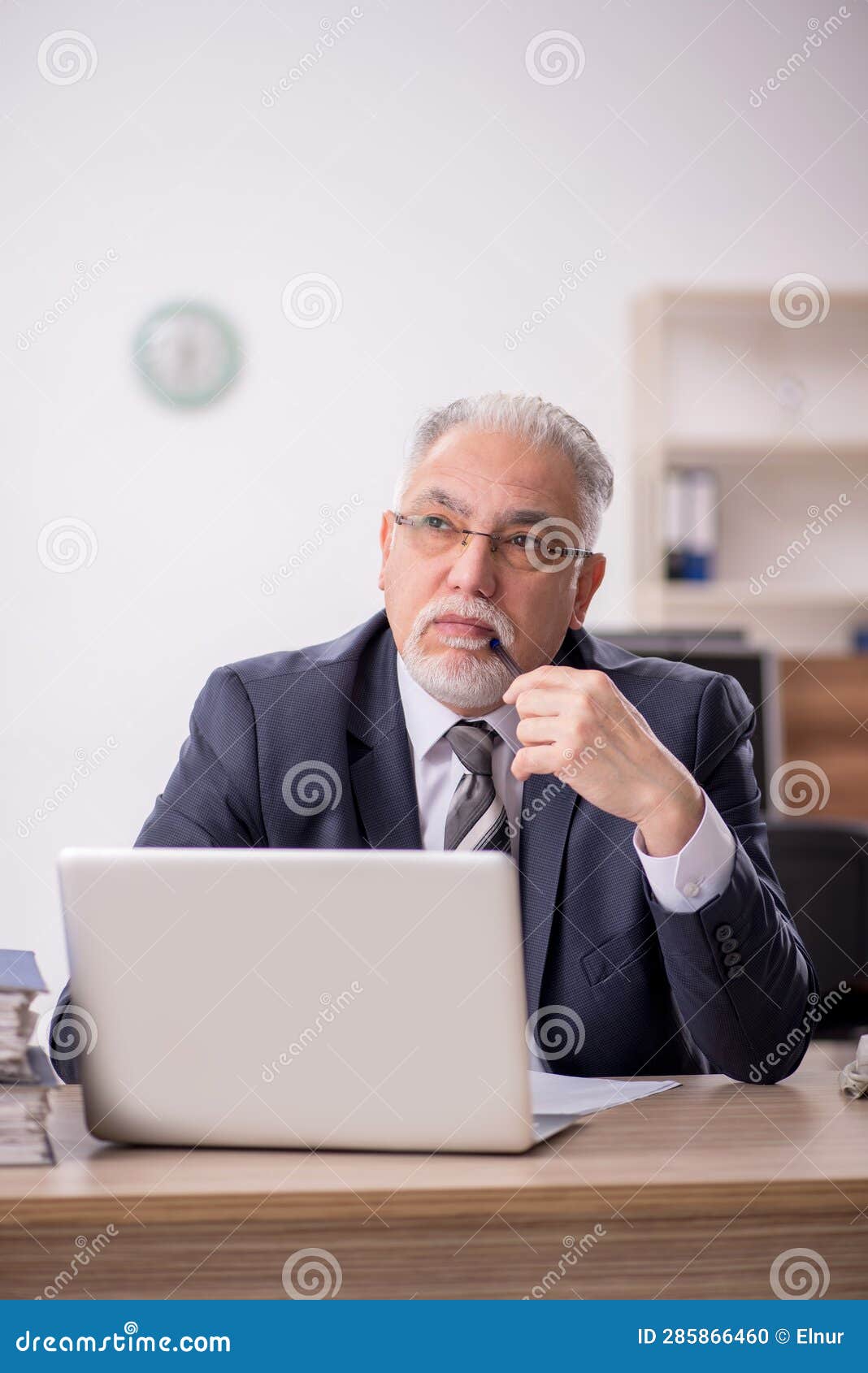 Old Male Boss Employee Working in the Office Stock Photo - Image of ...