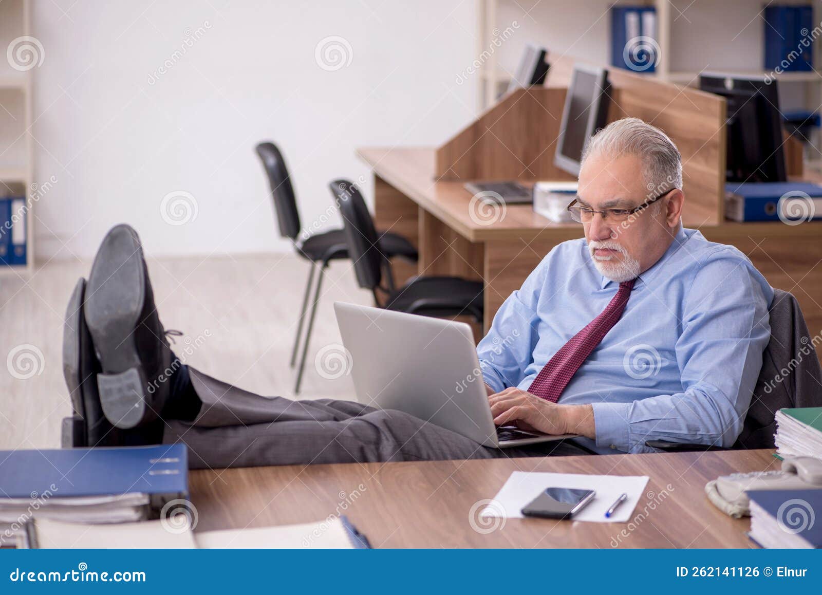 Old Male Boss Employee Working in the Office Stock Photo - Image of ...